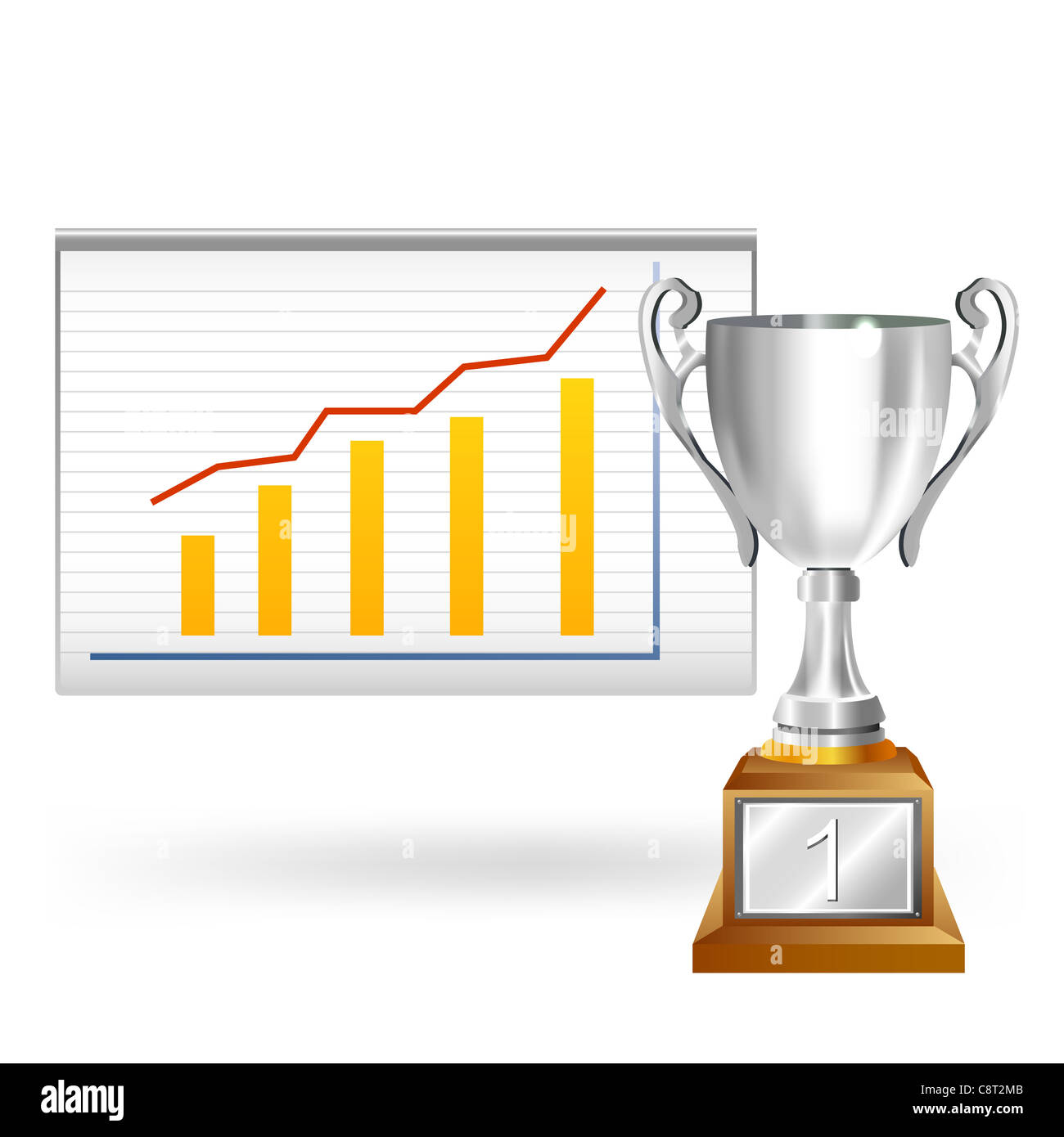 Illustration of winning cup with bar graph in background Stock Photo ...