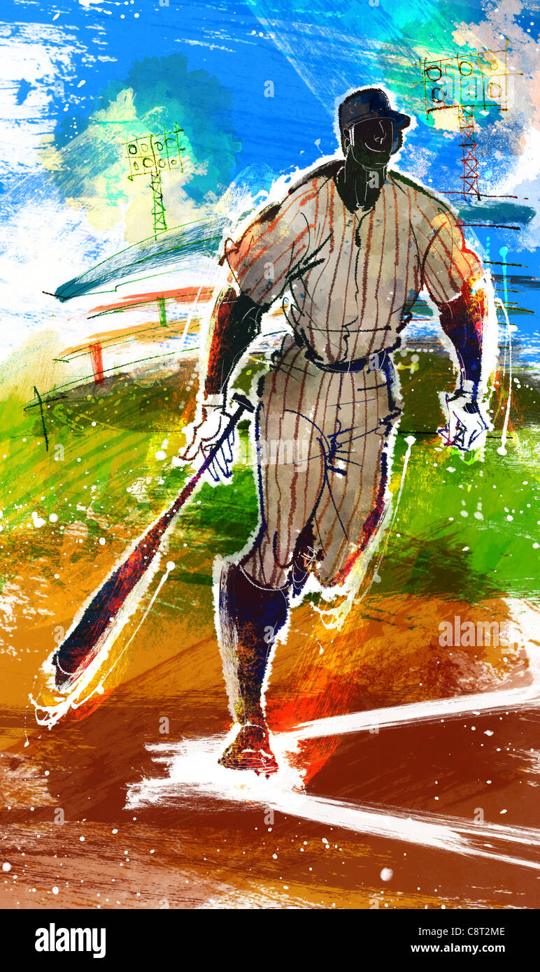 Baseball Player Playing With Baseball Bat Stock Photo - Alamy