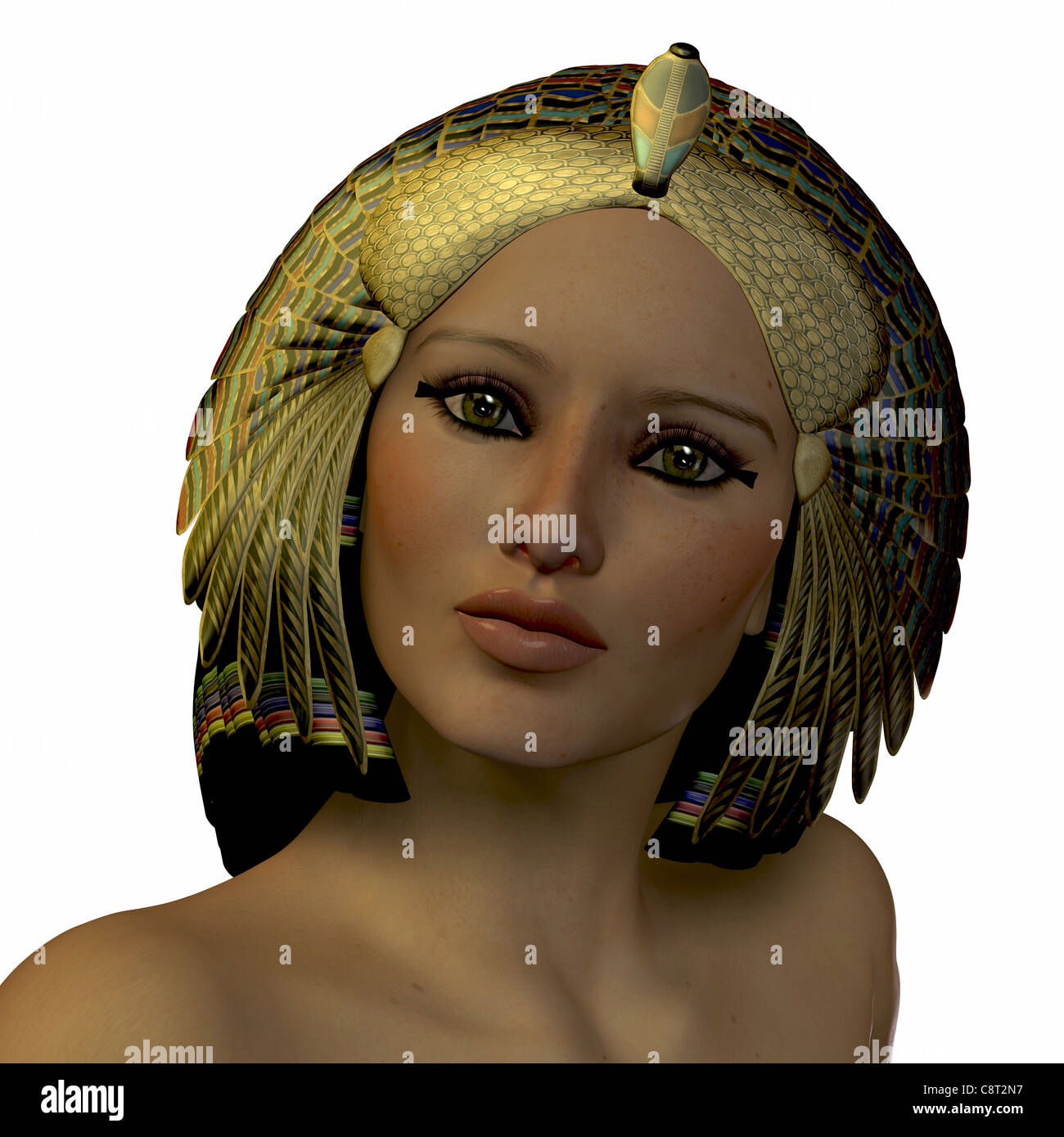 The ancient Egyptian female wore beautiful headdresses and dark makeup ...