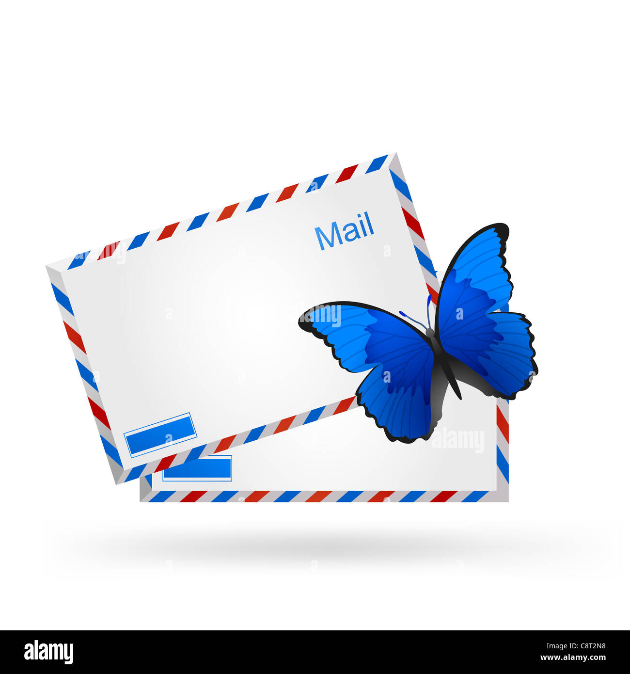 Illustration of mail envelope with butterfly on it Stock Photo - Alamy