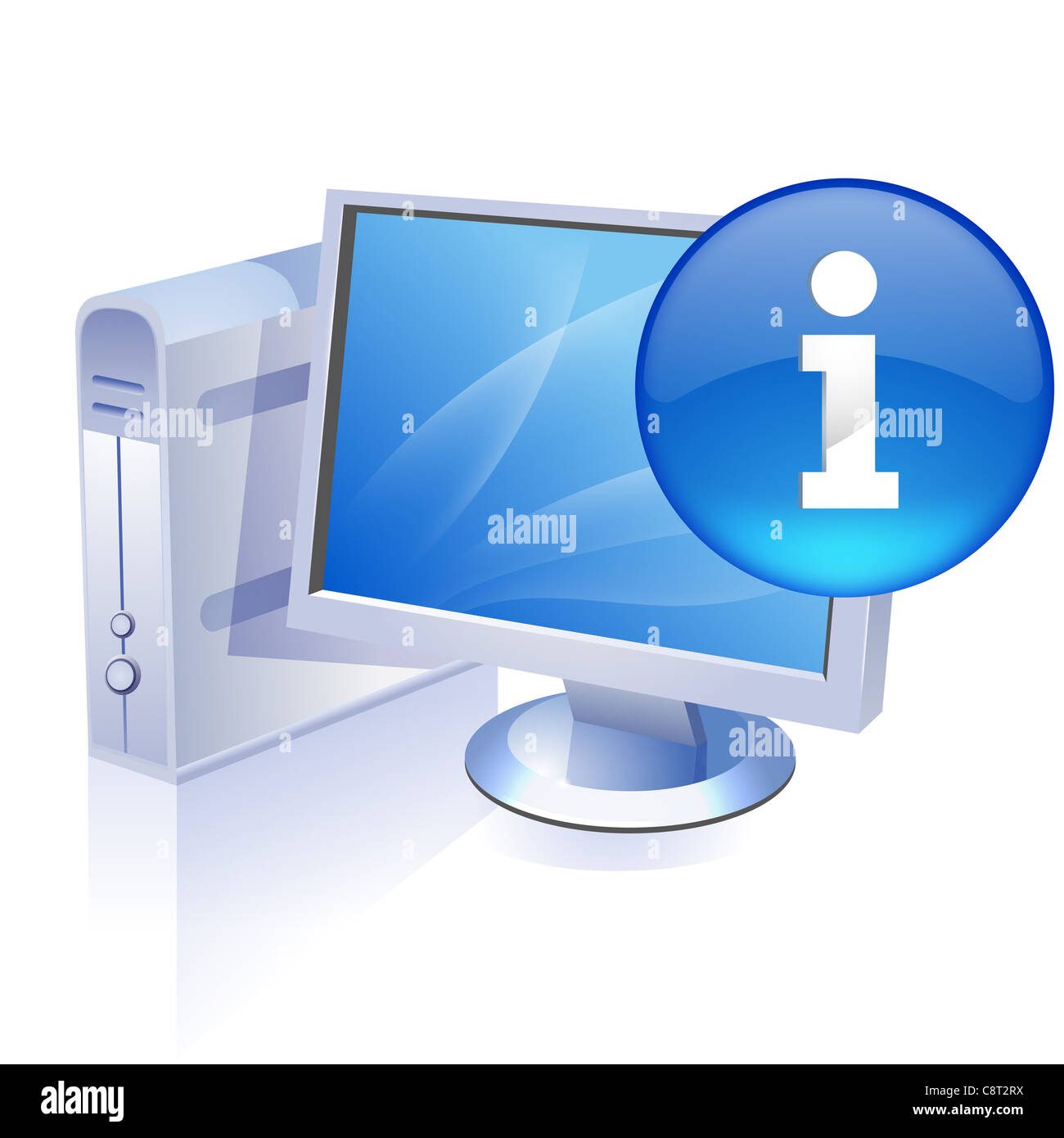 Illustration of computer system with information symbol Stock Photo - Alamy