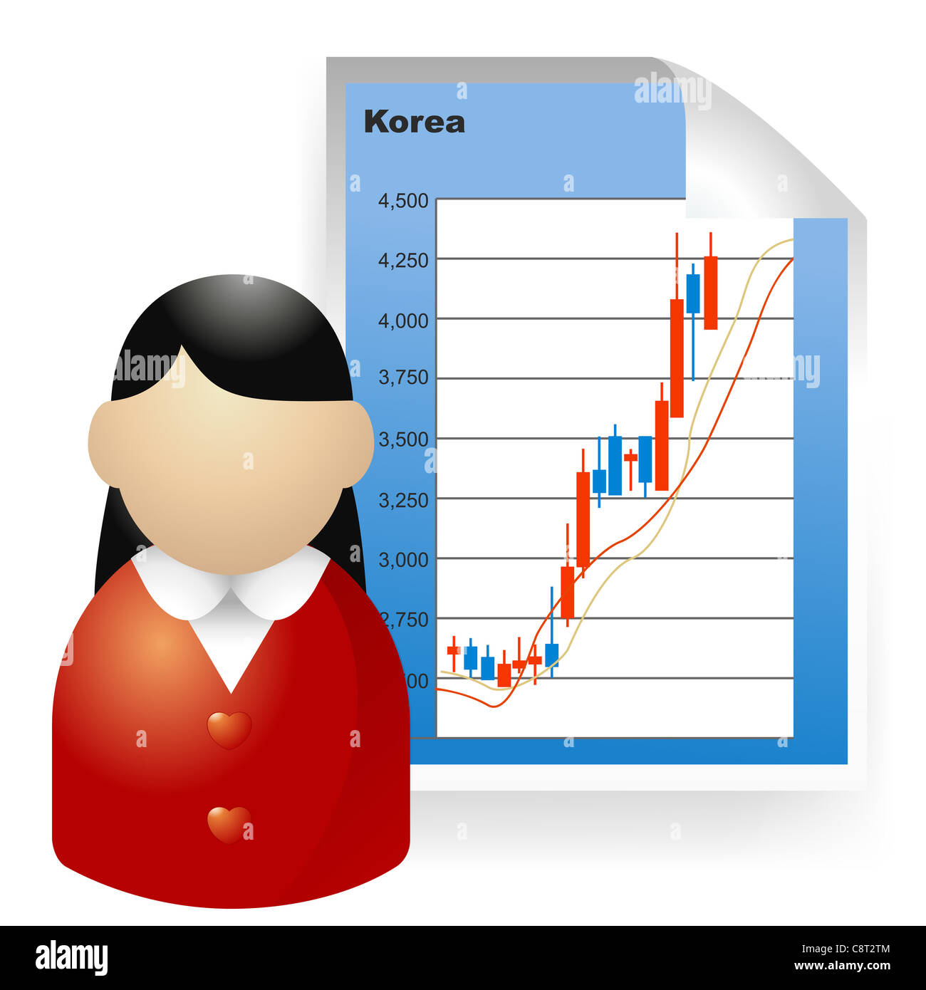 Illustration of Korea's development bar graph Stock Photo - Alamy