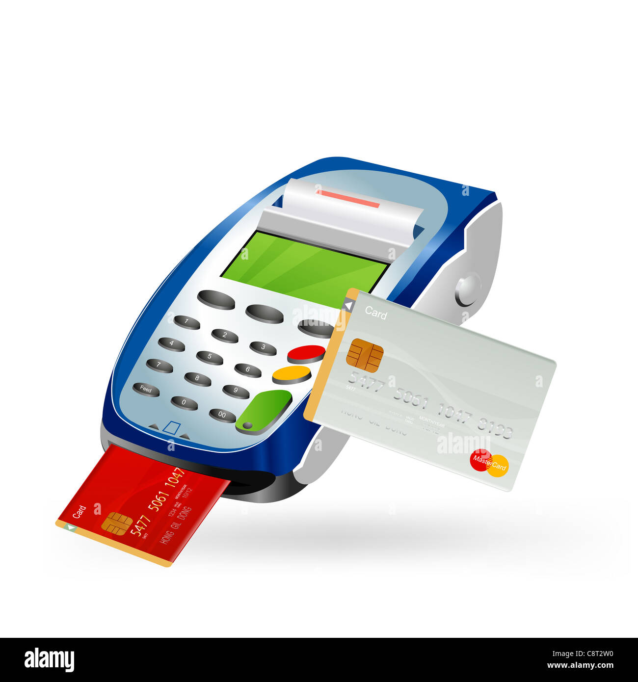Illustration of debit and credit card machine Stock Photo - Alamy