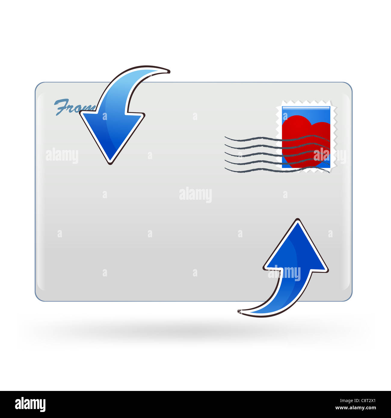 Illustration of mail envelope with arrow sign Stock Photo - Alamy