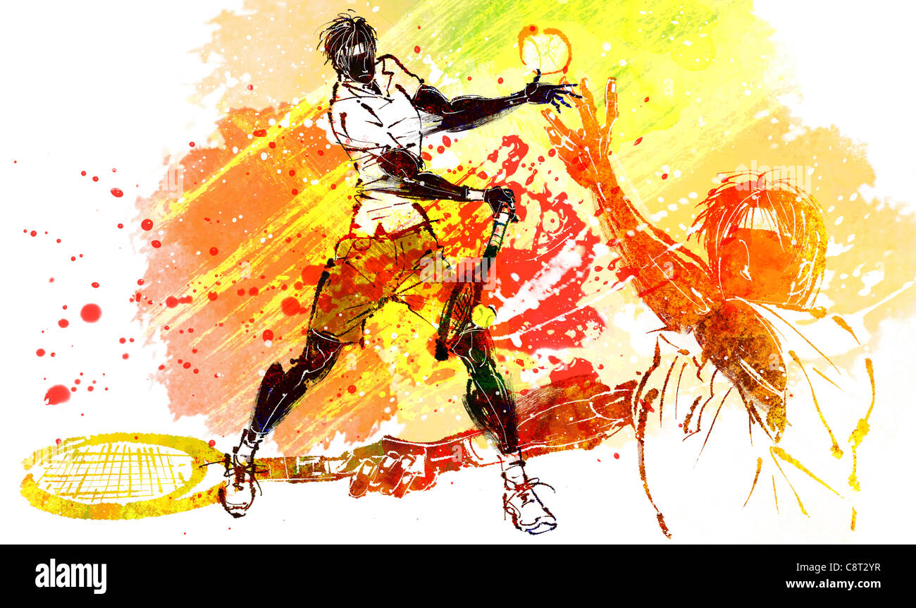 Male tennis illustration hi-res stock photography and images - Alamy
