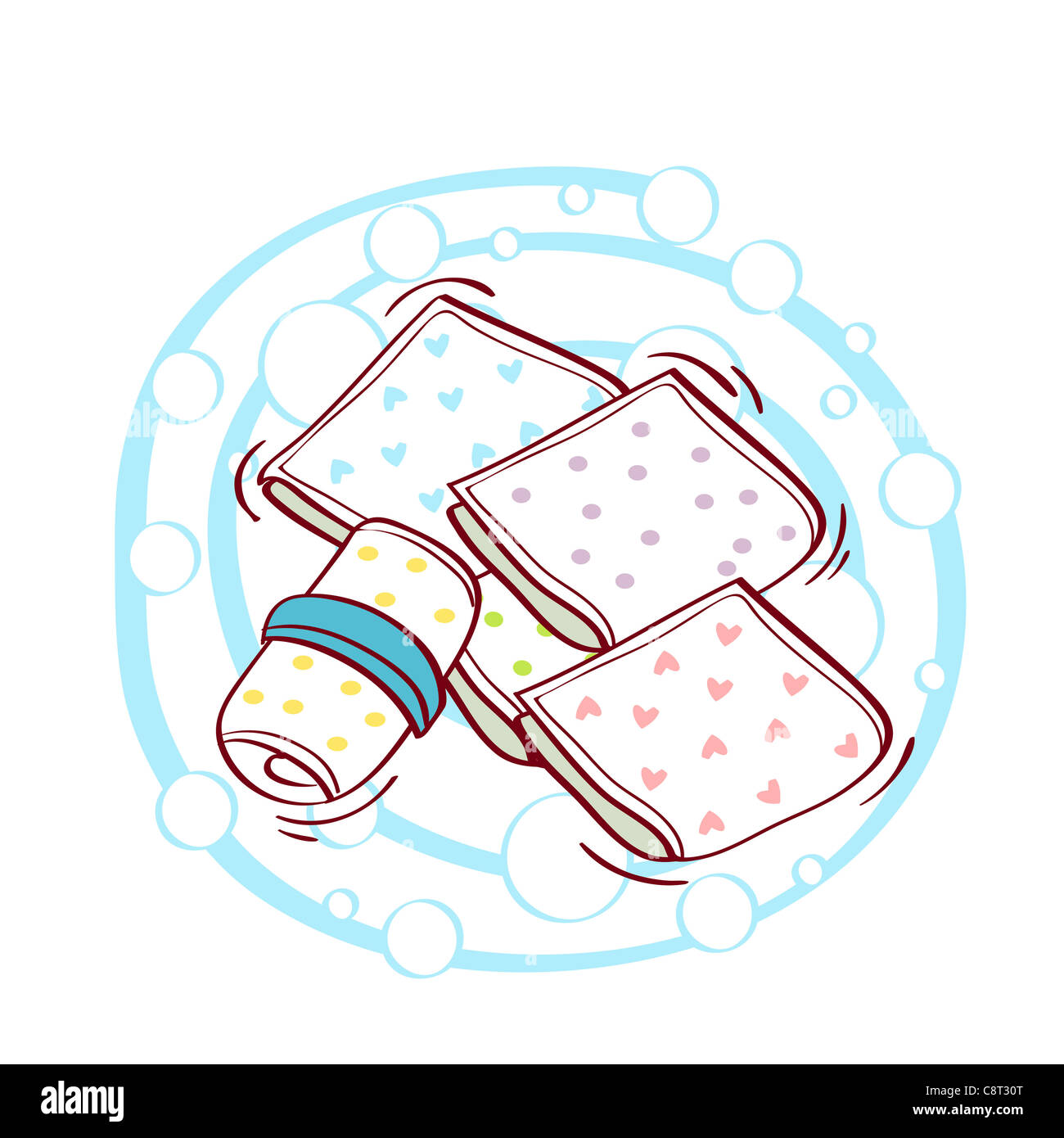 Illustration of baby napkins Stock Photo - Alamy