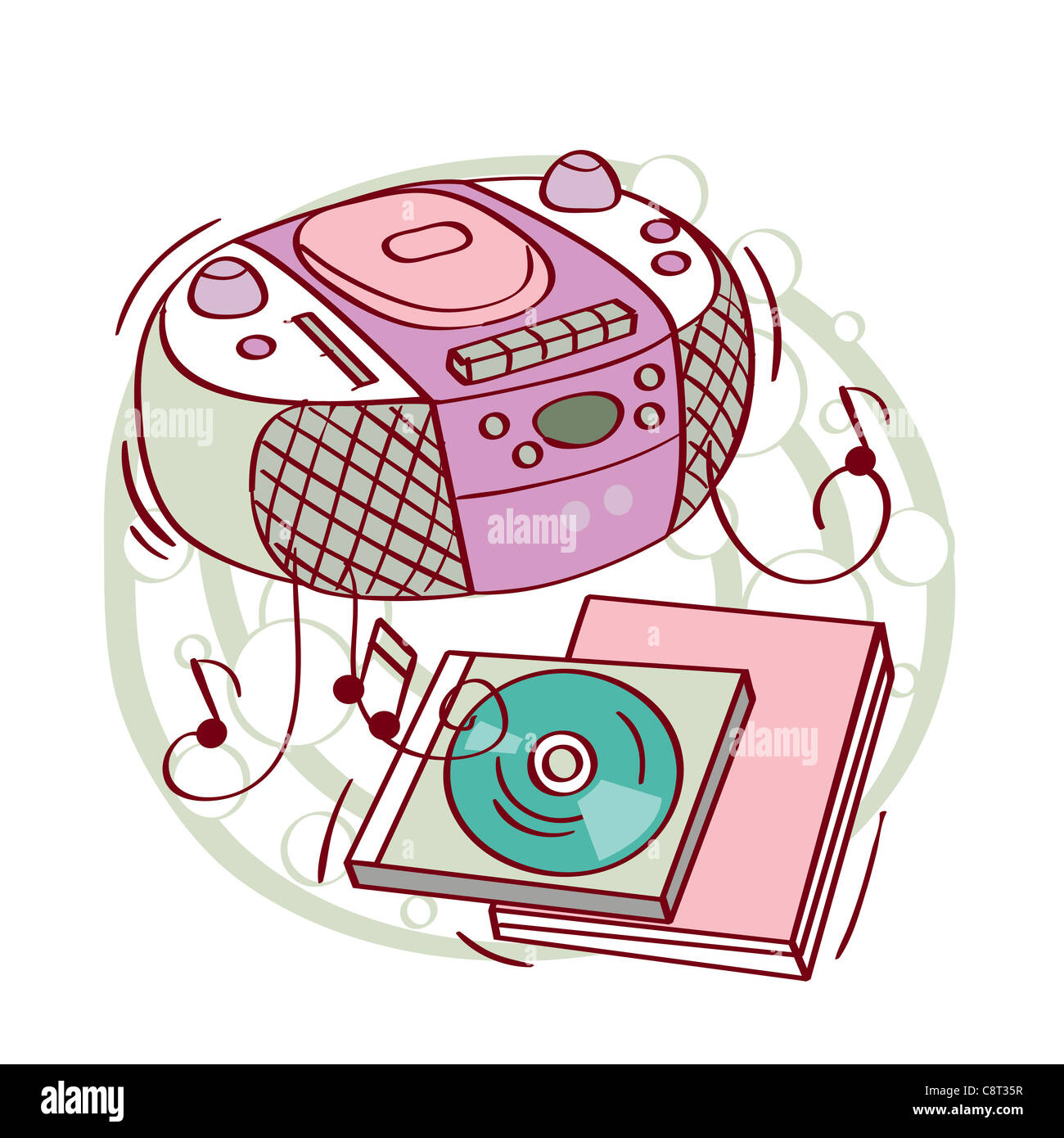 Illustration of music player and disc Stock Photo - Alamy
