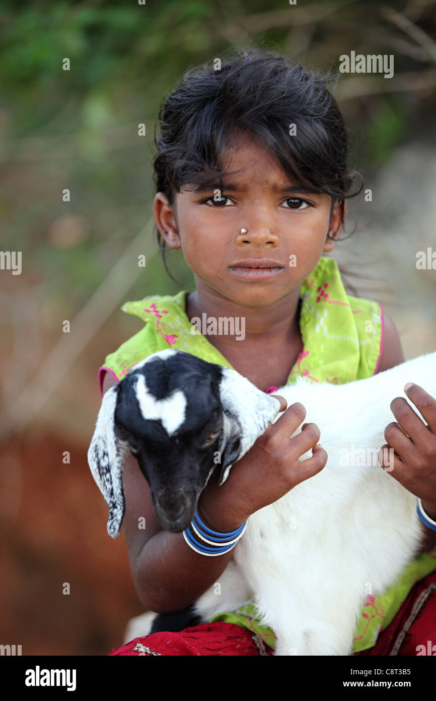 Lower caste girl in Andhra Pradesh South India Stock Photo - Alamy