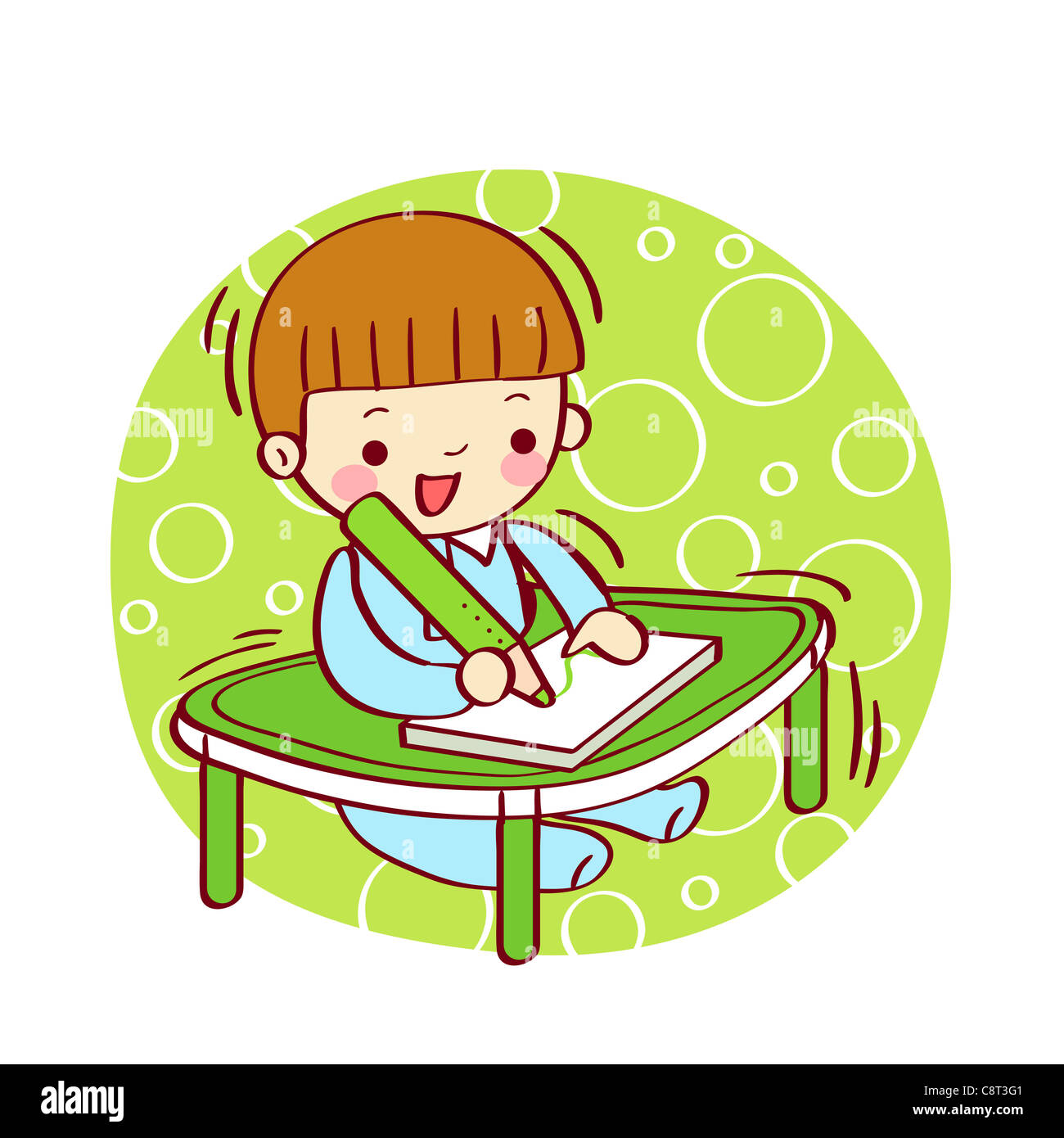 Child writing in a book Stock Photo - Alamy