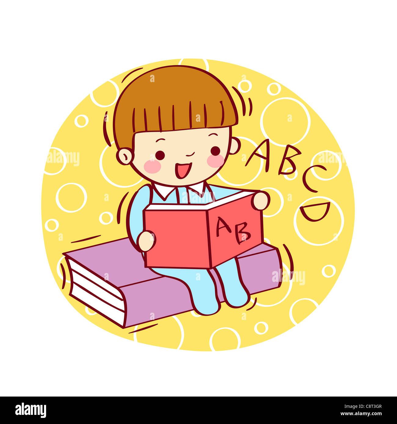 Illustration baby reading book Cut Out Stock Images & Pictures - Alamy