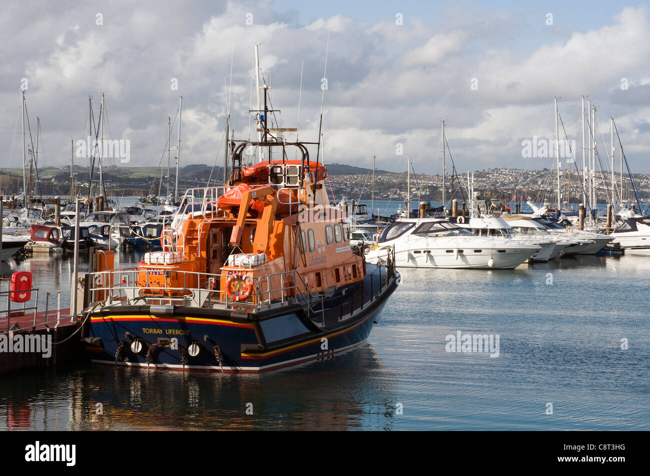 Torbay Lifeboat in Brixham Marina, Devon, England,RNLI,cable, chain ...