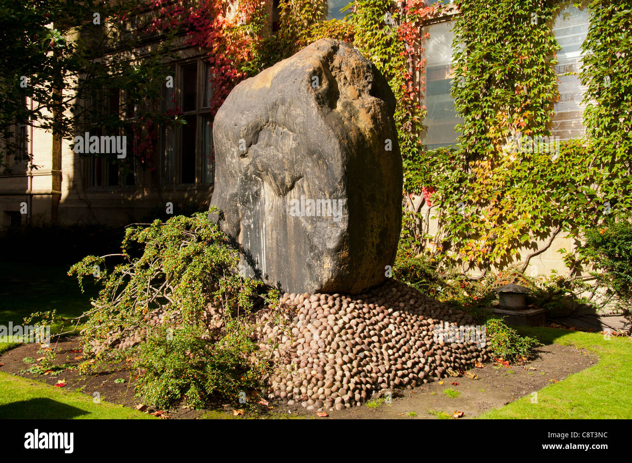 Glacial erratic boulder in the Old Quadrangle, University of Manchester ...