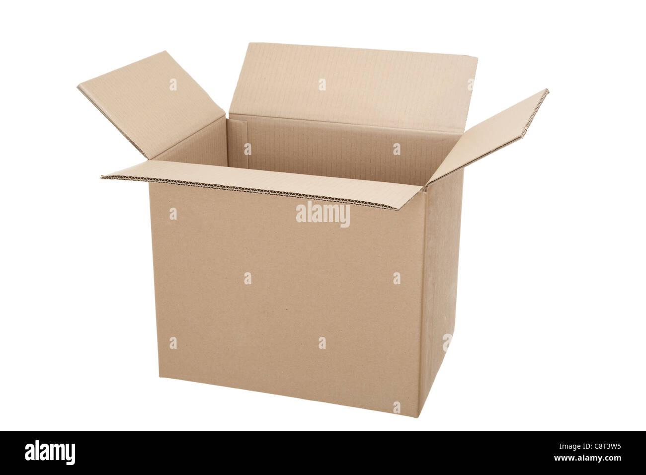 open,empty box carton on white background Stock Photo - Alamy