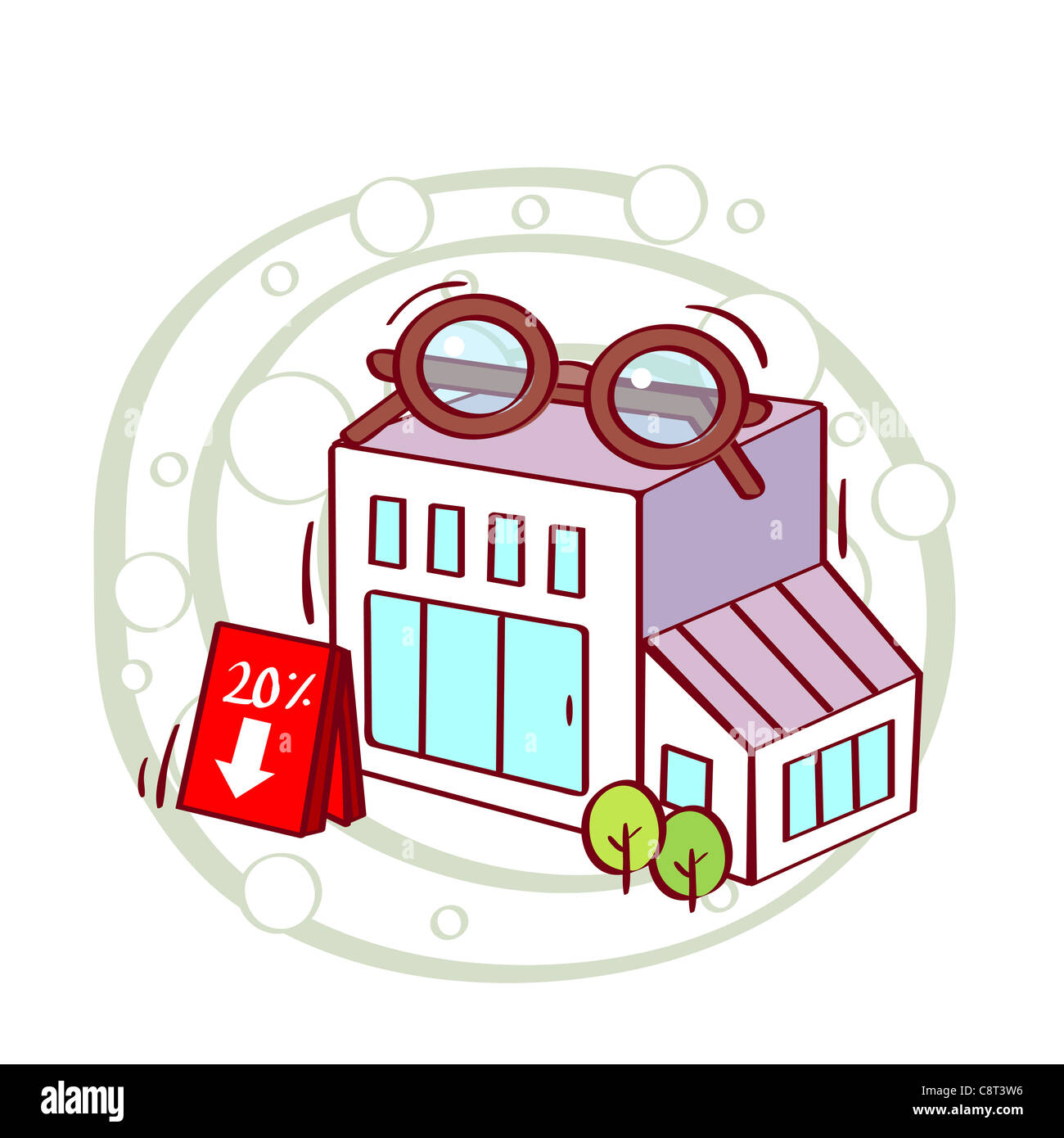 Illustration of optical shop Stock Photo - Alamy