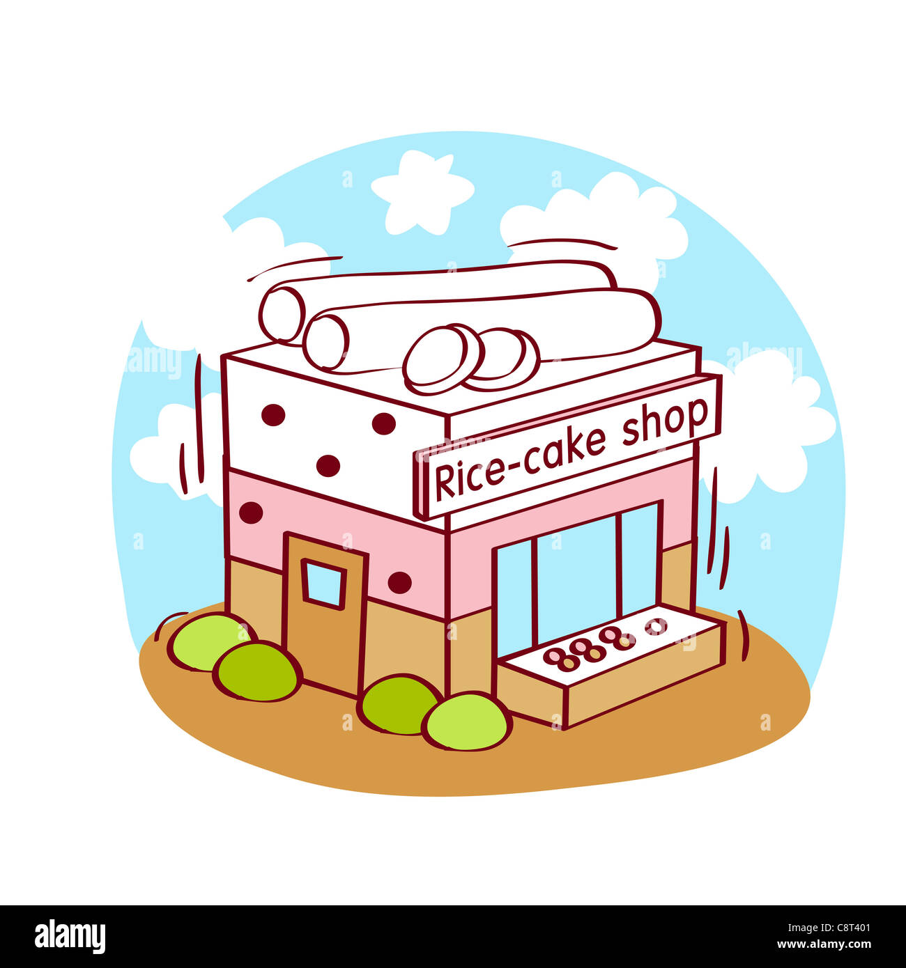 Illustration of rice cake shop Stock Photo - Alamy