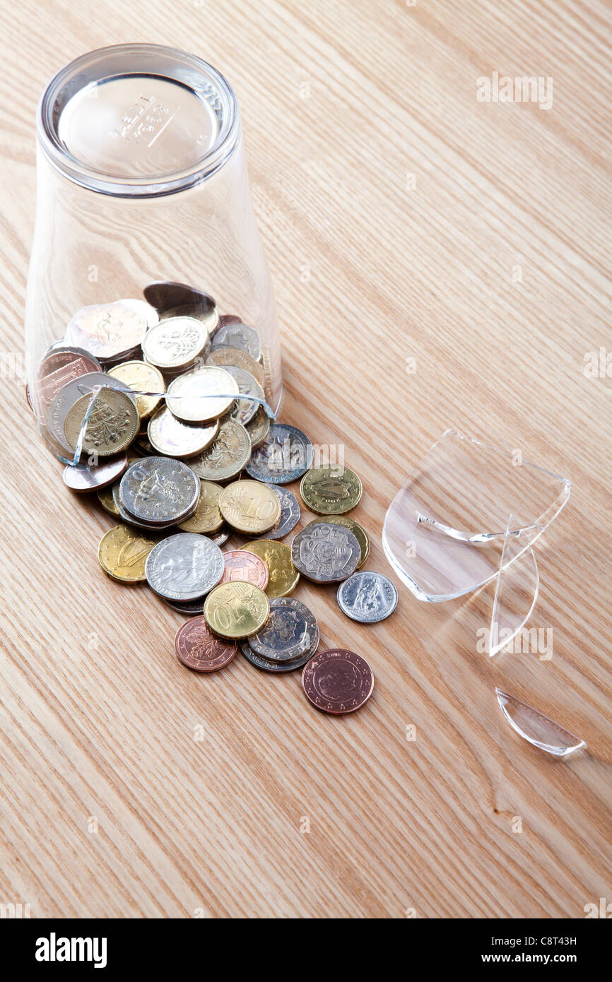 Broken Glass And Currency Stock Photo - Alamy