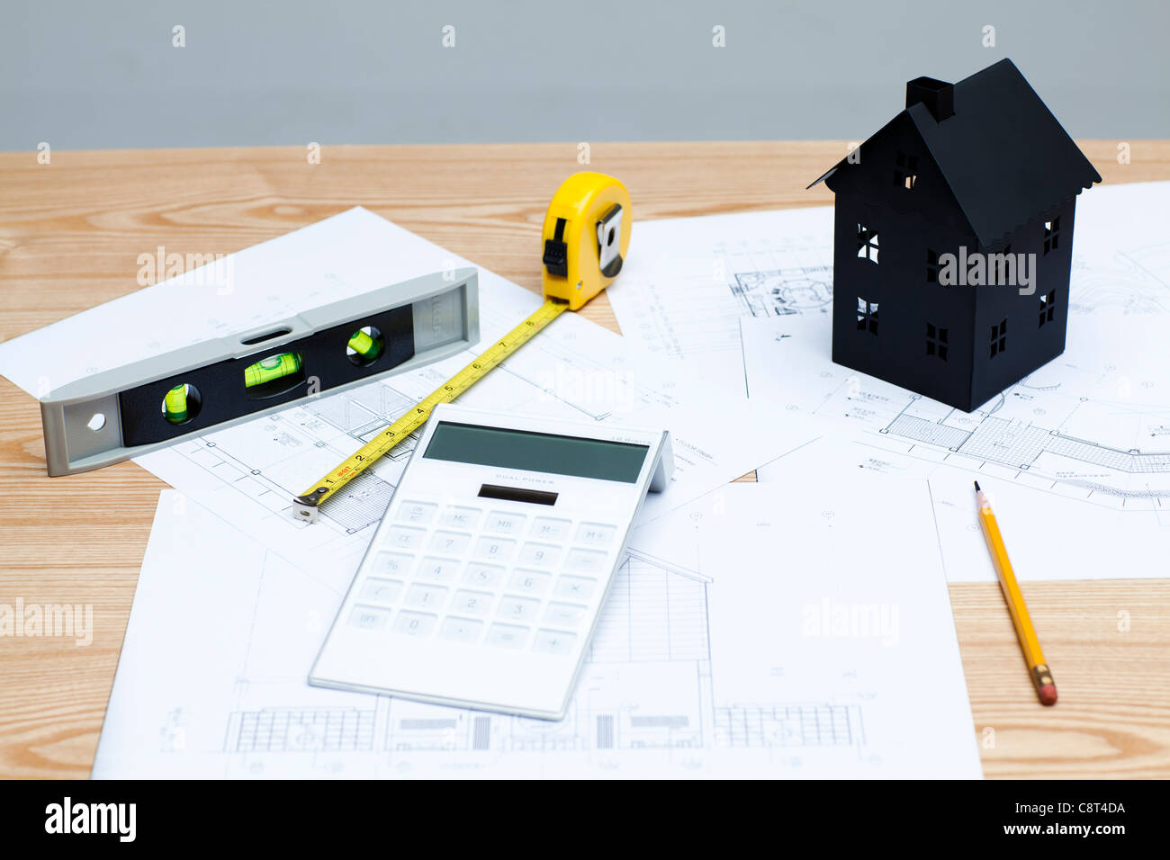 House Model With House Diagram Paper And Calculator Stock Photo - Alamy