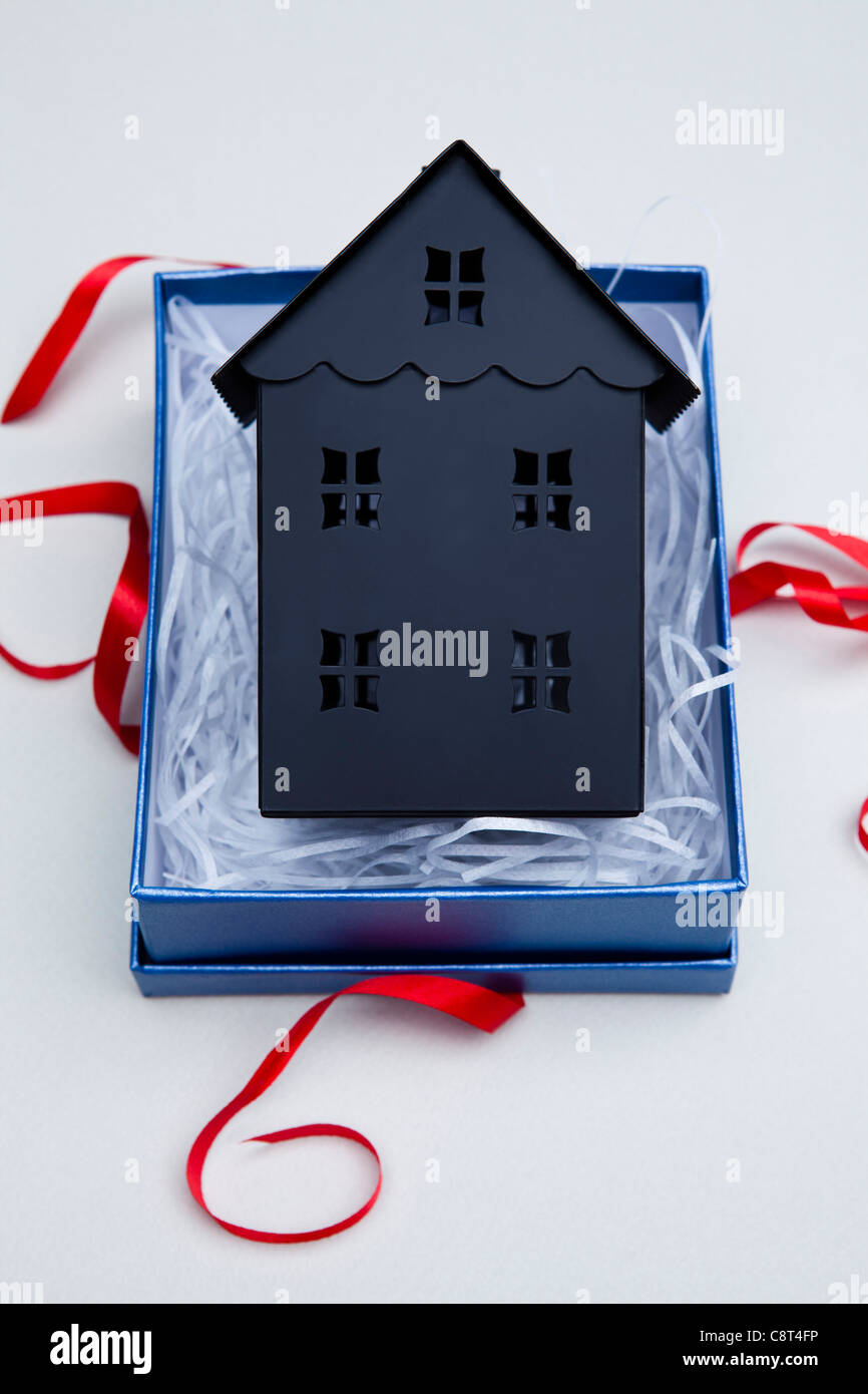 Model of home in a gift box Stock Photo - Alamy