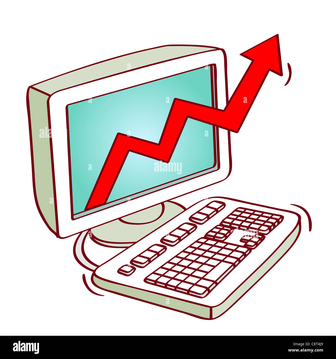 Arrow sign of success on computer Stock Photo - Alamy