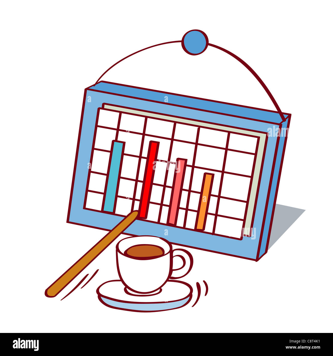 Business graph with tea and stick Stock Photo - Alamy