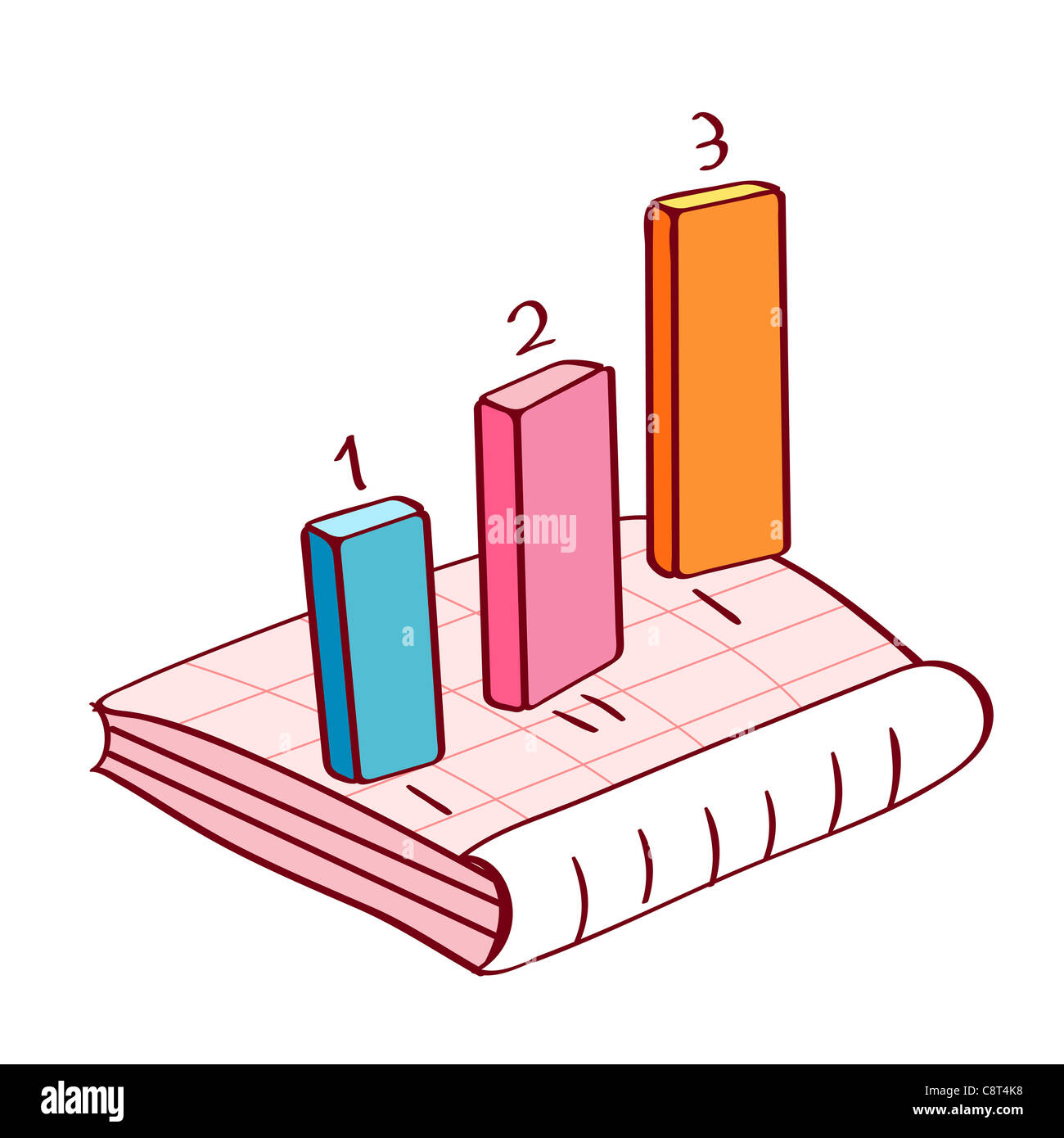 Illustration of graph on book Stock Photo - Alamy