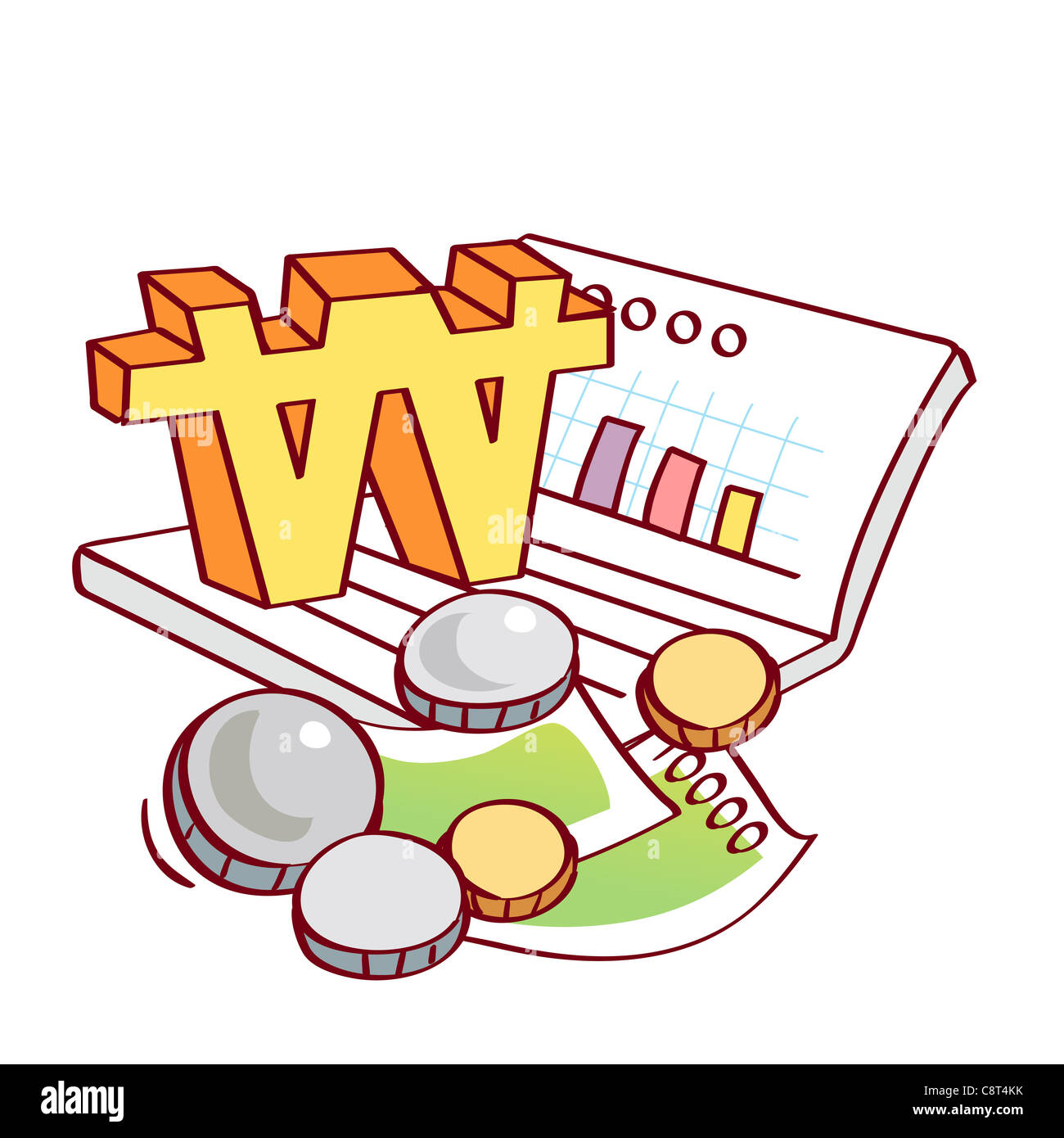 Graph with currency on white background Stock Photo - Alamy