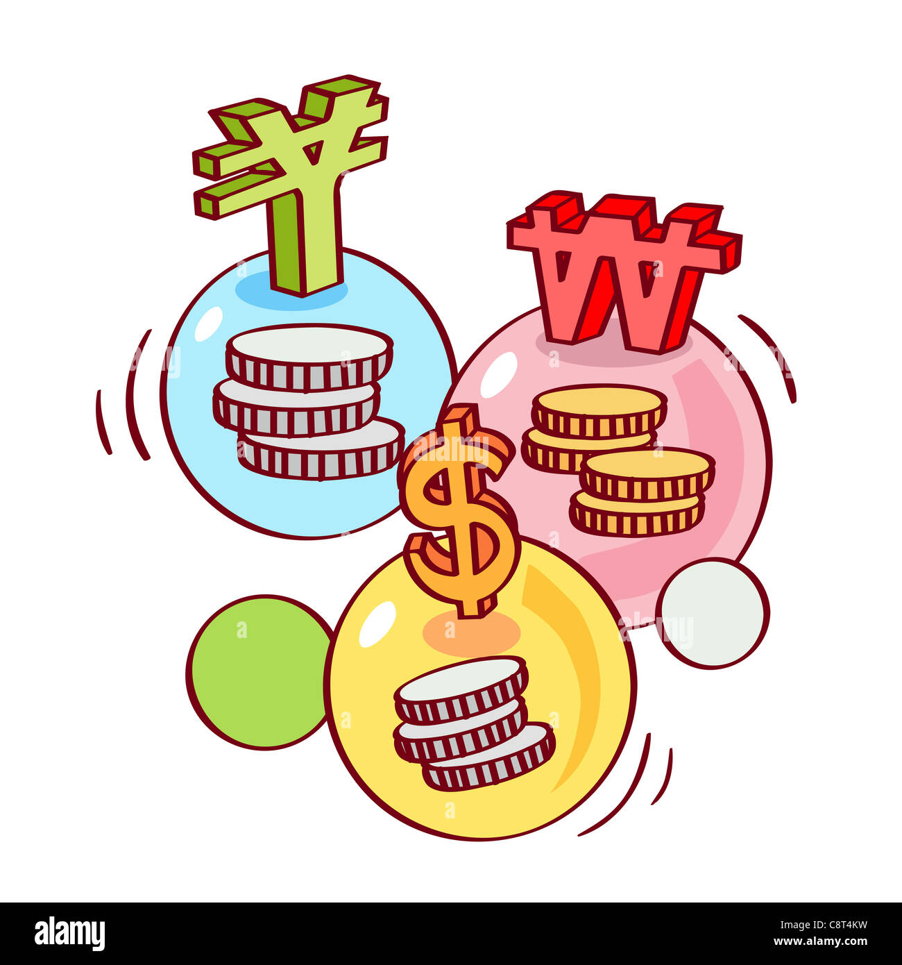 Currency sign and symbol of dollar, yen and won Stock Photo - Alamy