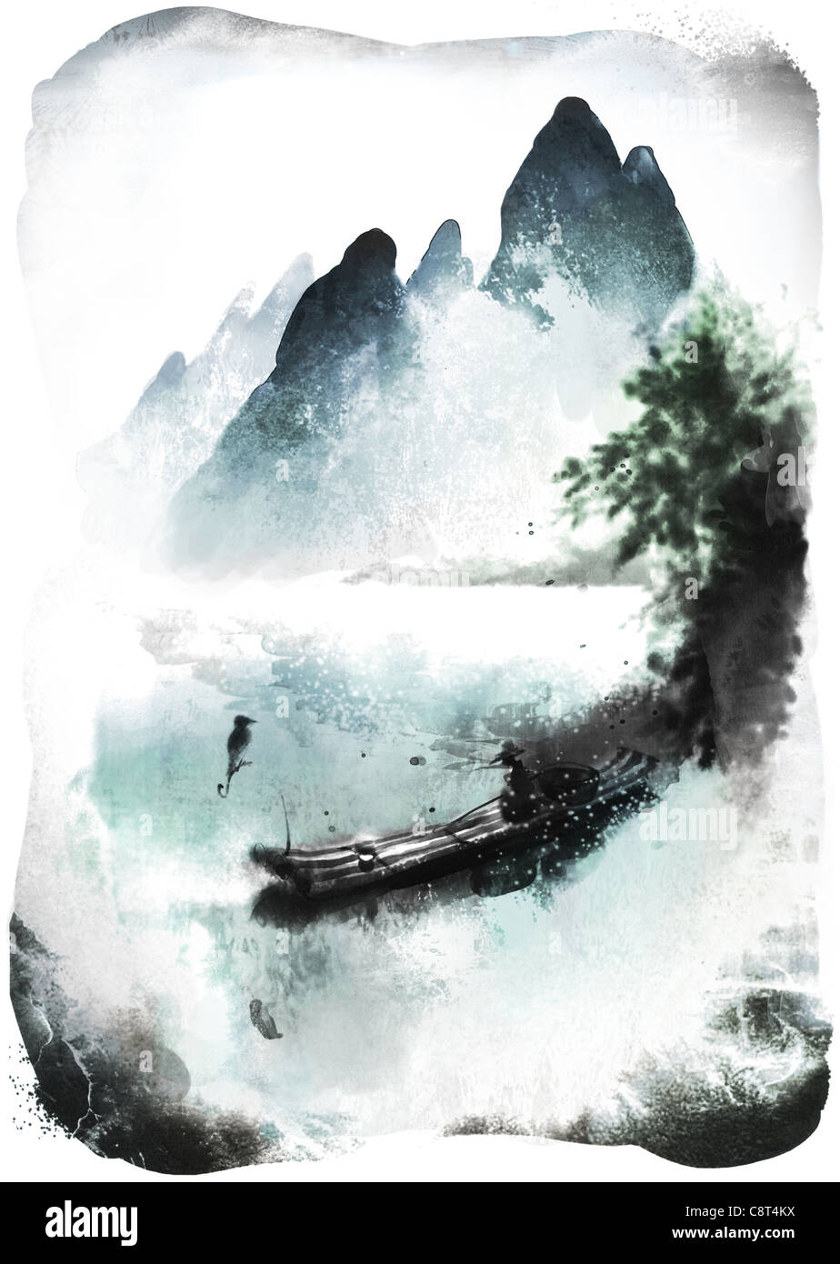 Man rowing on boat Cut Out Stock Images & Pictures - Alamy