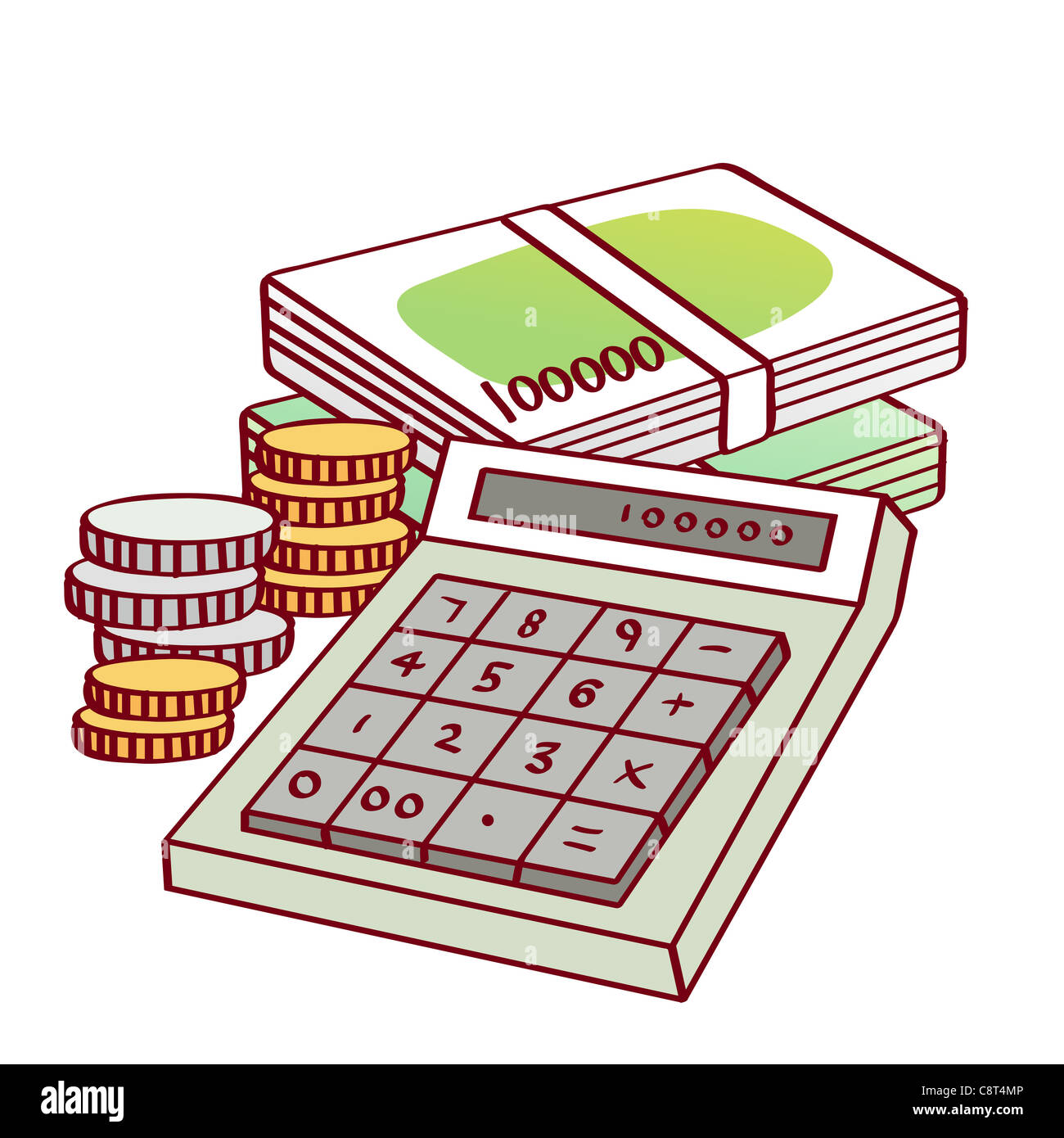 Counting of money with calculator Stock Photo - Alamy