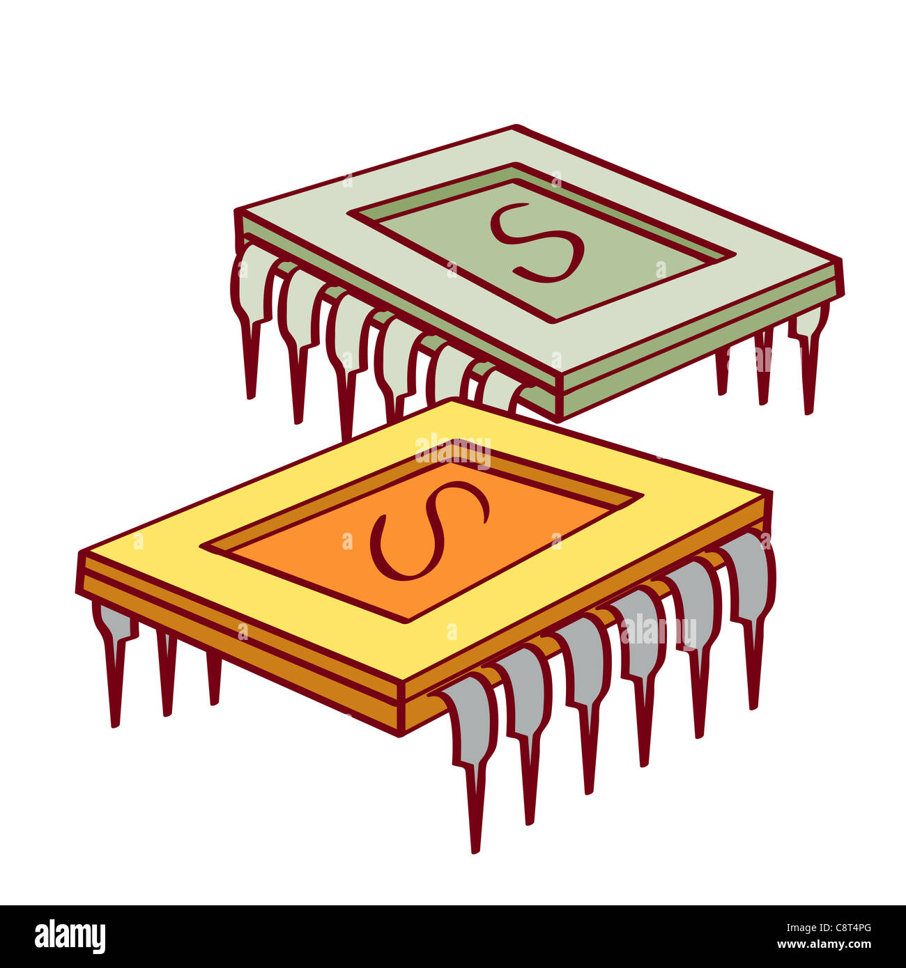 Computer chips on white background Stock Photo - Alamy