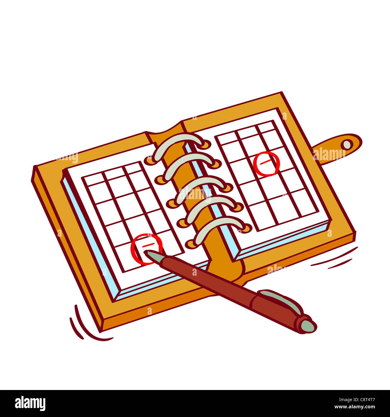 Circle mark on spiral notebook Stock Photo - Alamy