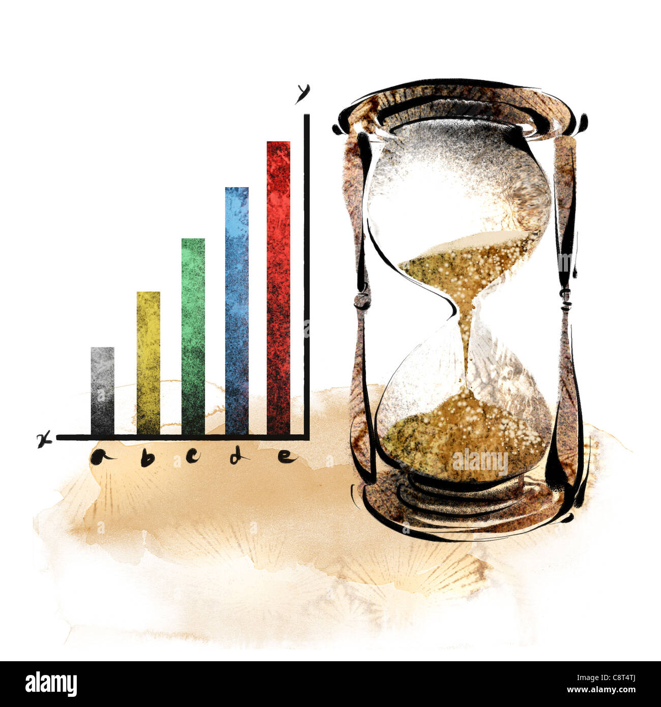 Graph And Hour Glass Stock Photo - Alamy