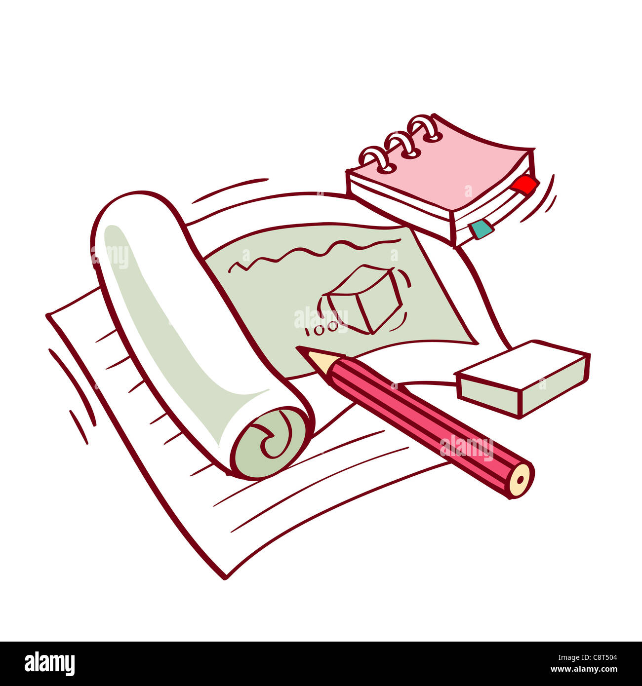 Planning on chart paper with pencil Stock Photo - Alamy