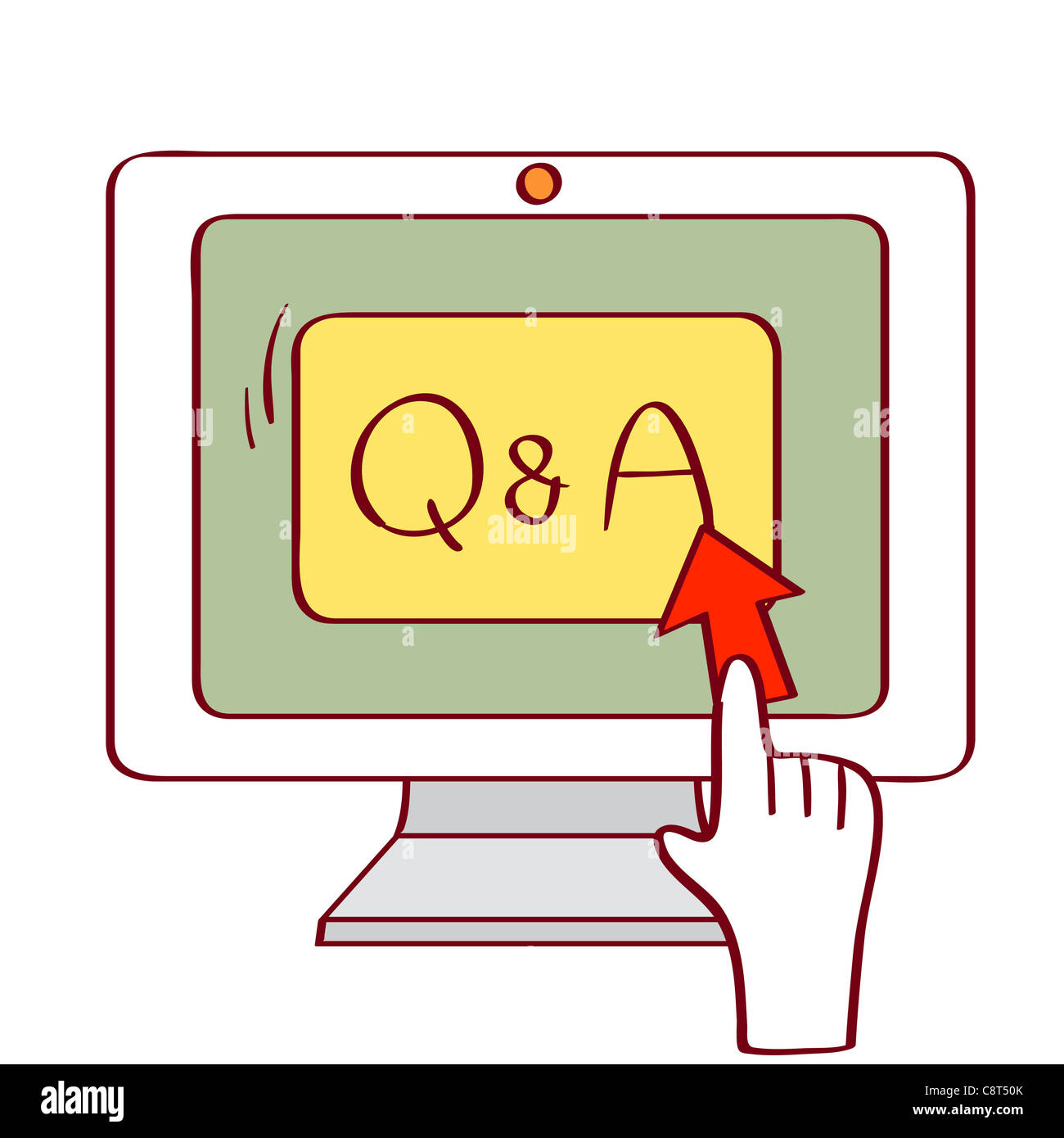 Illustration of human hand on computer screen Stock Photo - Alamy