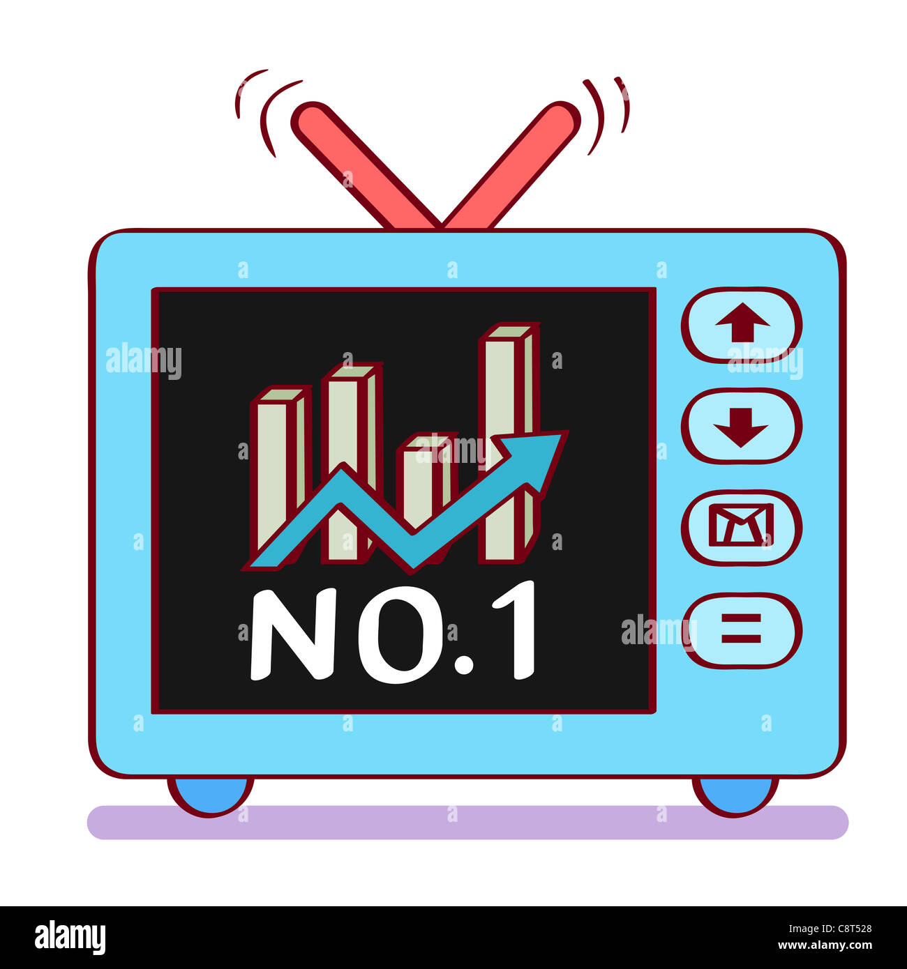 Illustration of television set with growth graph Stock Photo - Alamy
