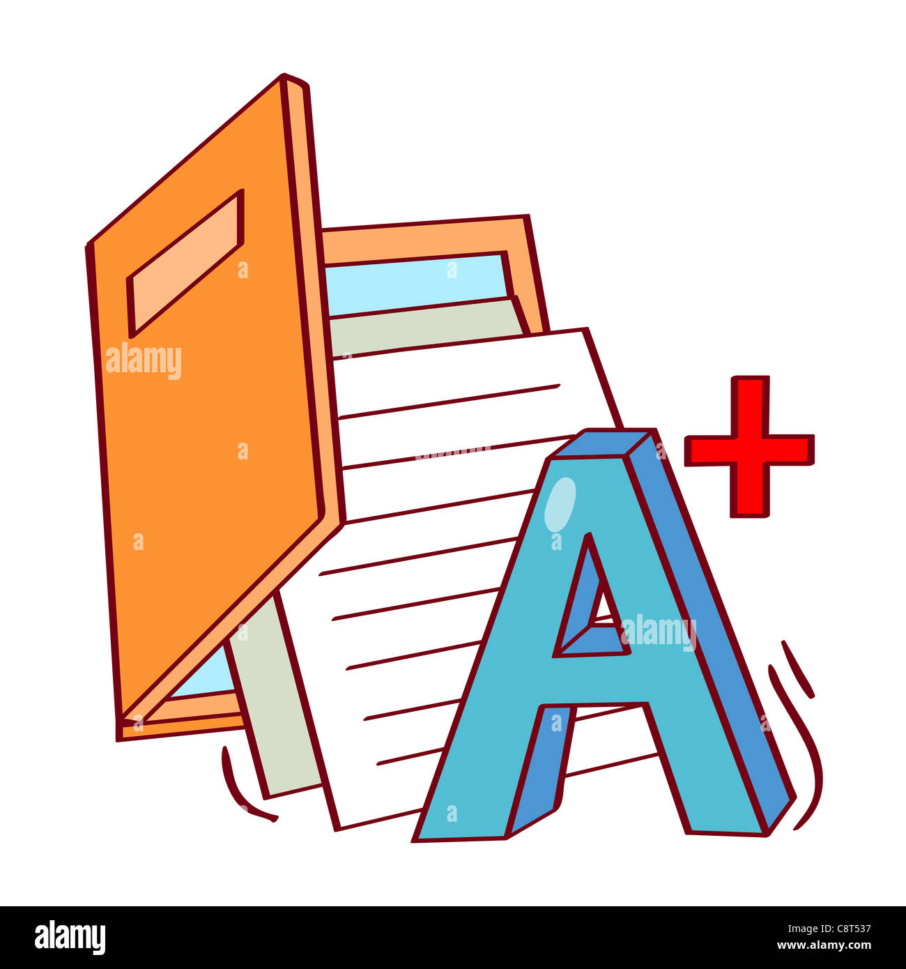 Illustration of A+ sign on report card Stock Photo - Alamy