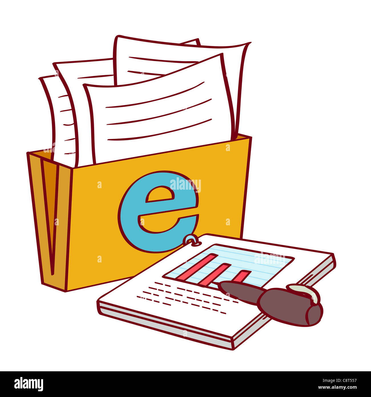 Illustration on graph with document Stock Photo - Alamy