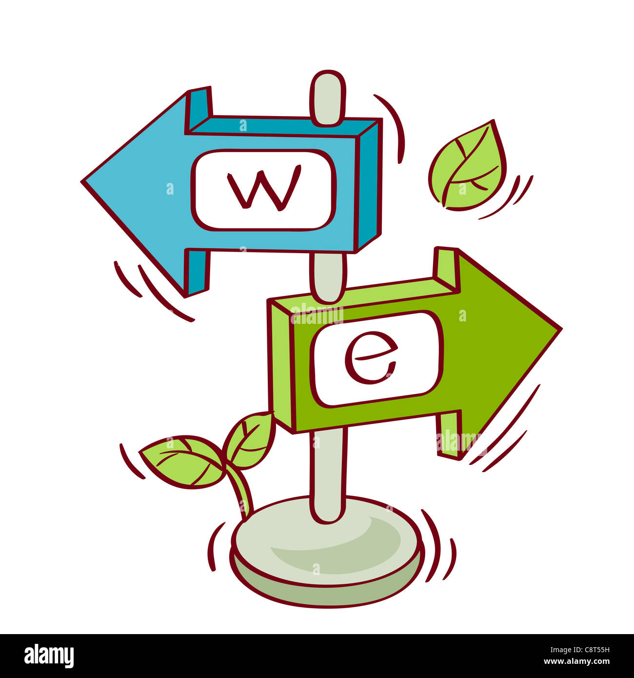 Illustration of directional sign Stock Photo - Alamy