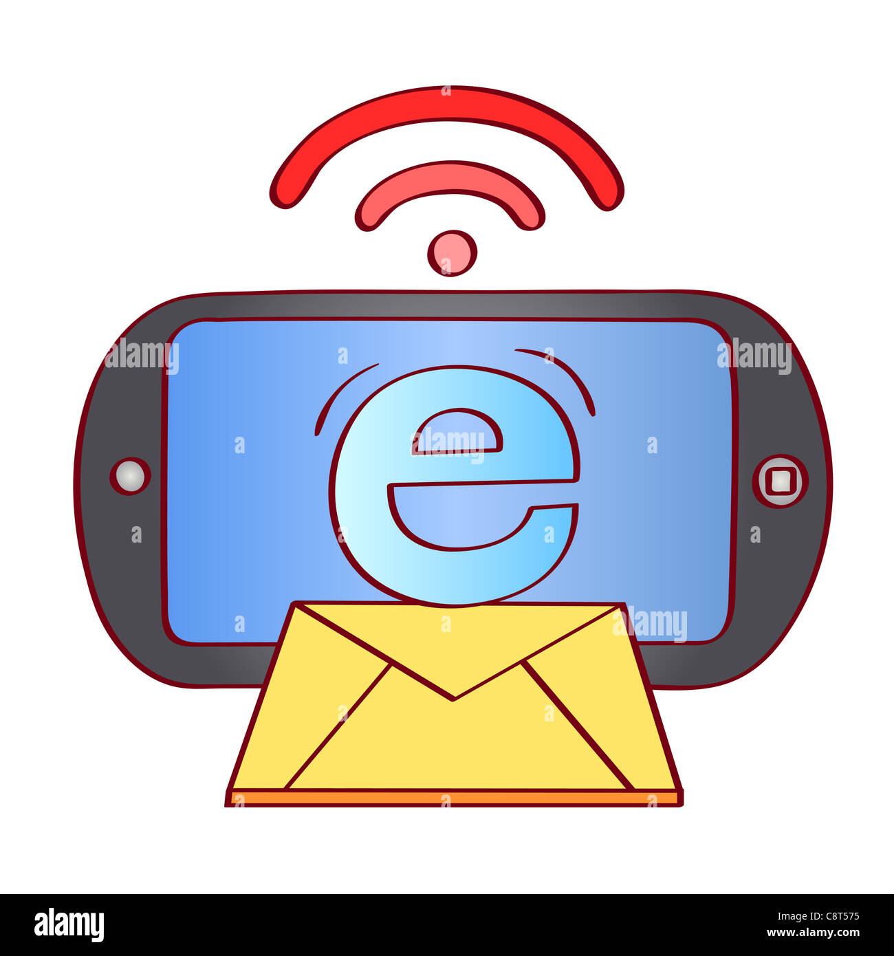 Mobile phone indicating email sign Stock Photo - Alamy