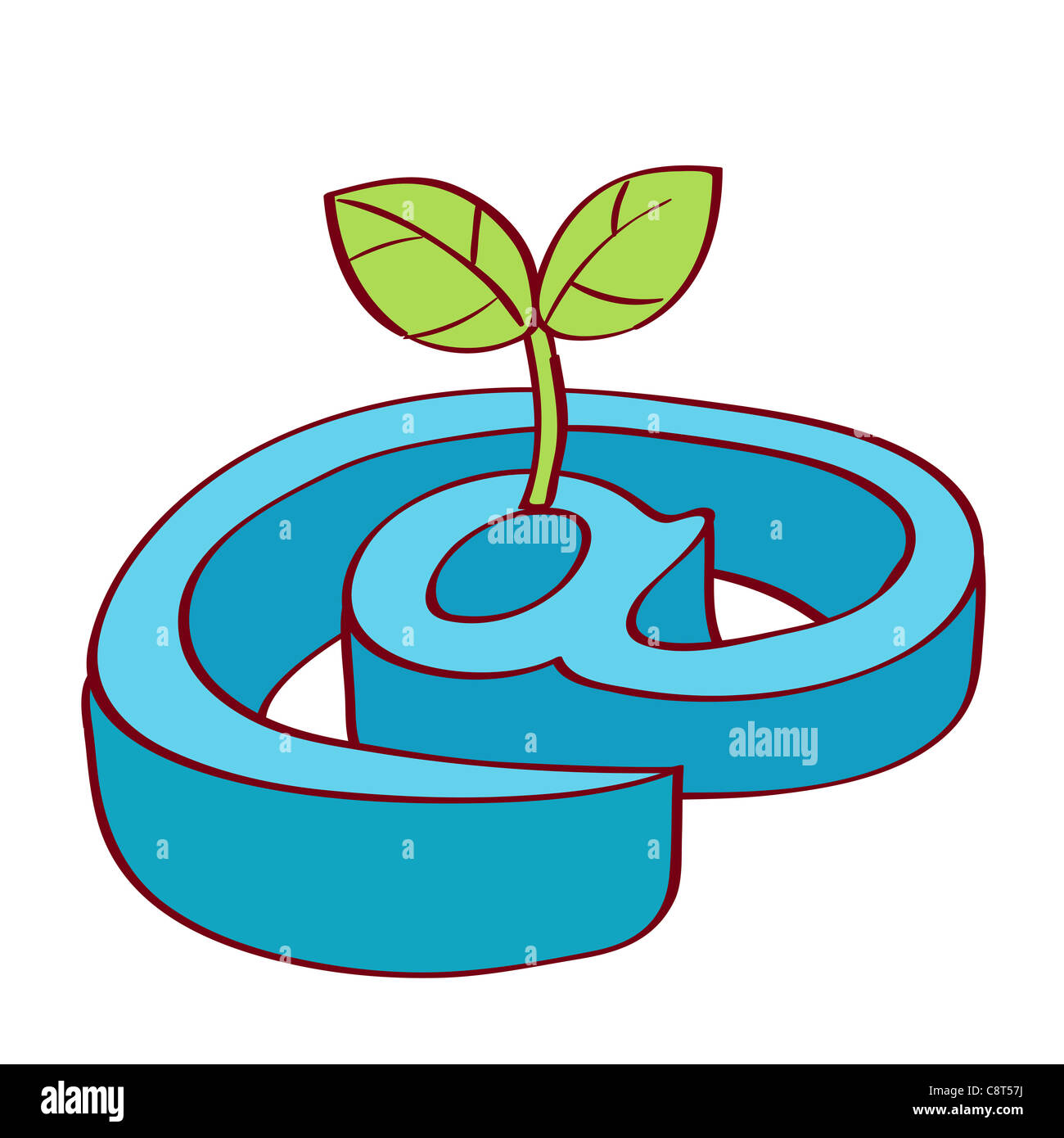 E-mail symbol with plant on it against white background Stock Photo - Alamy