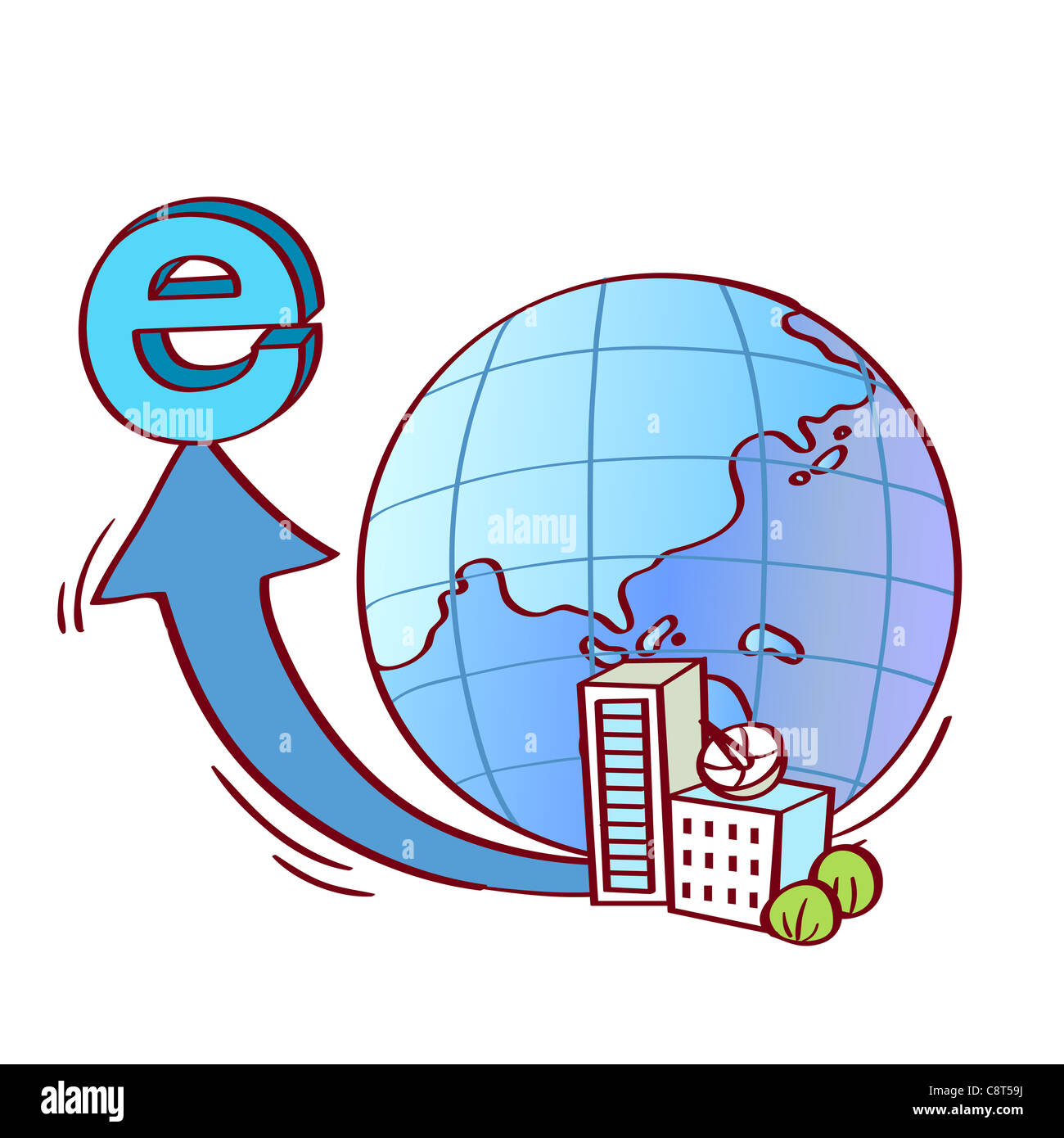 Illustration of world globe with Internet sign Stock Photo - Alamy