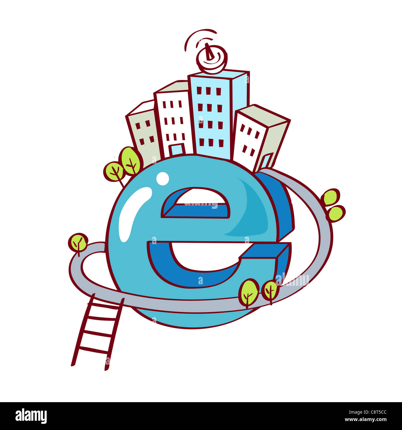 Concept of buildings on letter e Stock Photo - Alamy
