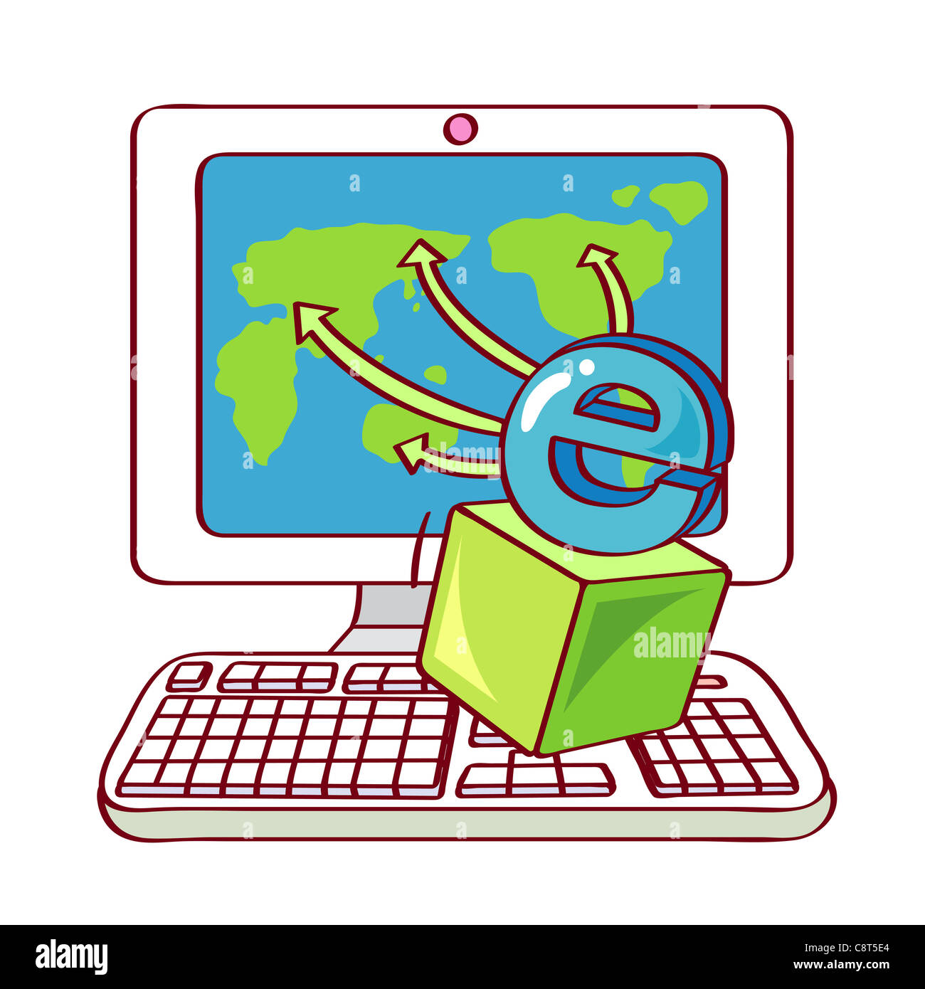 Illustration of computer and internet sign Stock Photo - Alamy