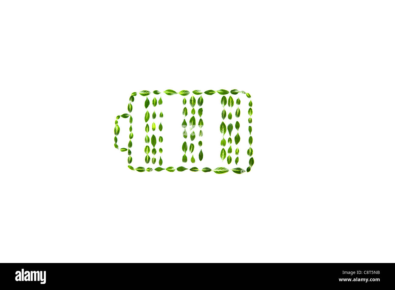 Battery Drawn With Leafs And White Background Stock Photo - Alamy