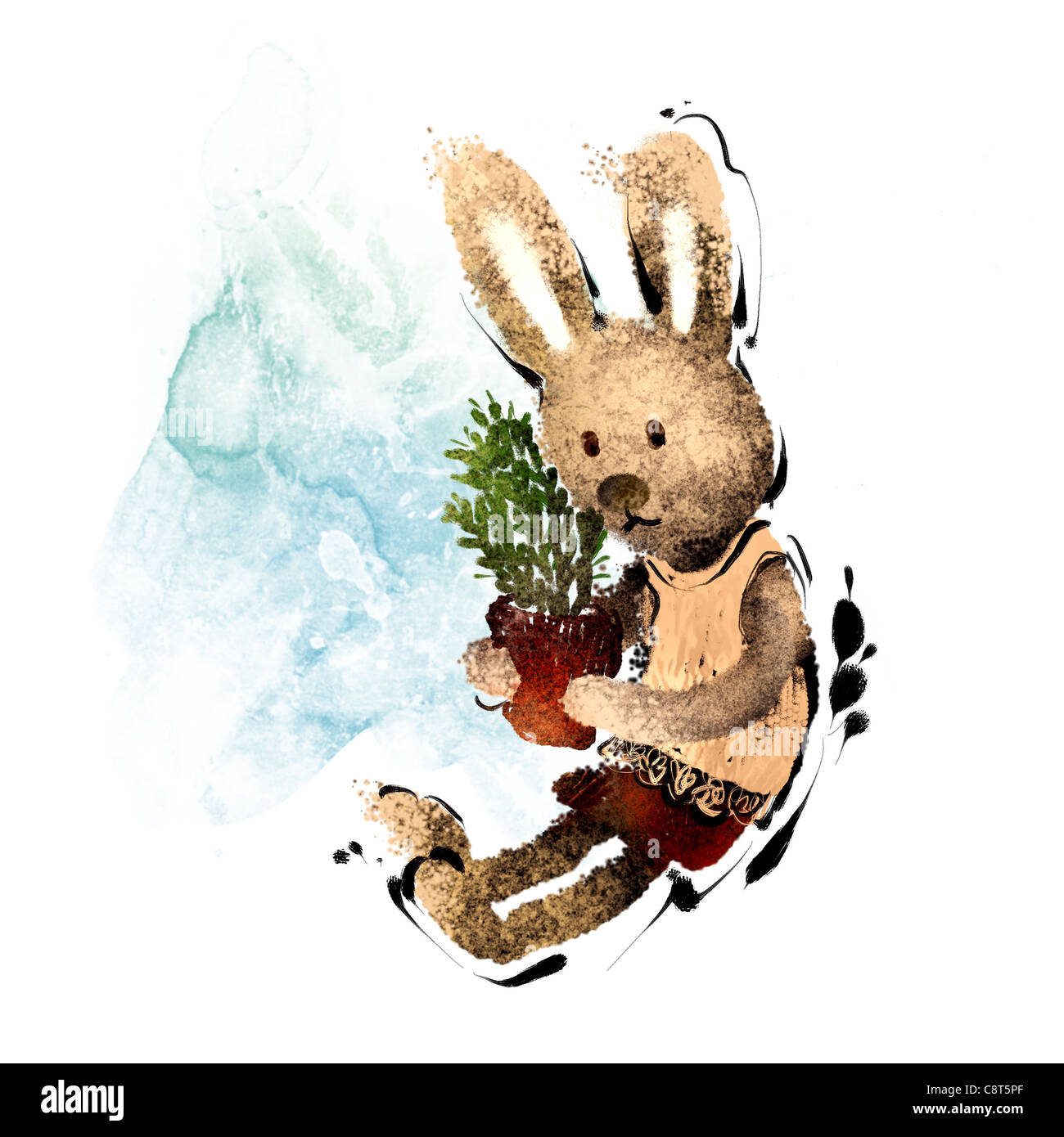 Bunny With Potted Plant Stock Photo - Alamy