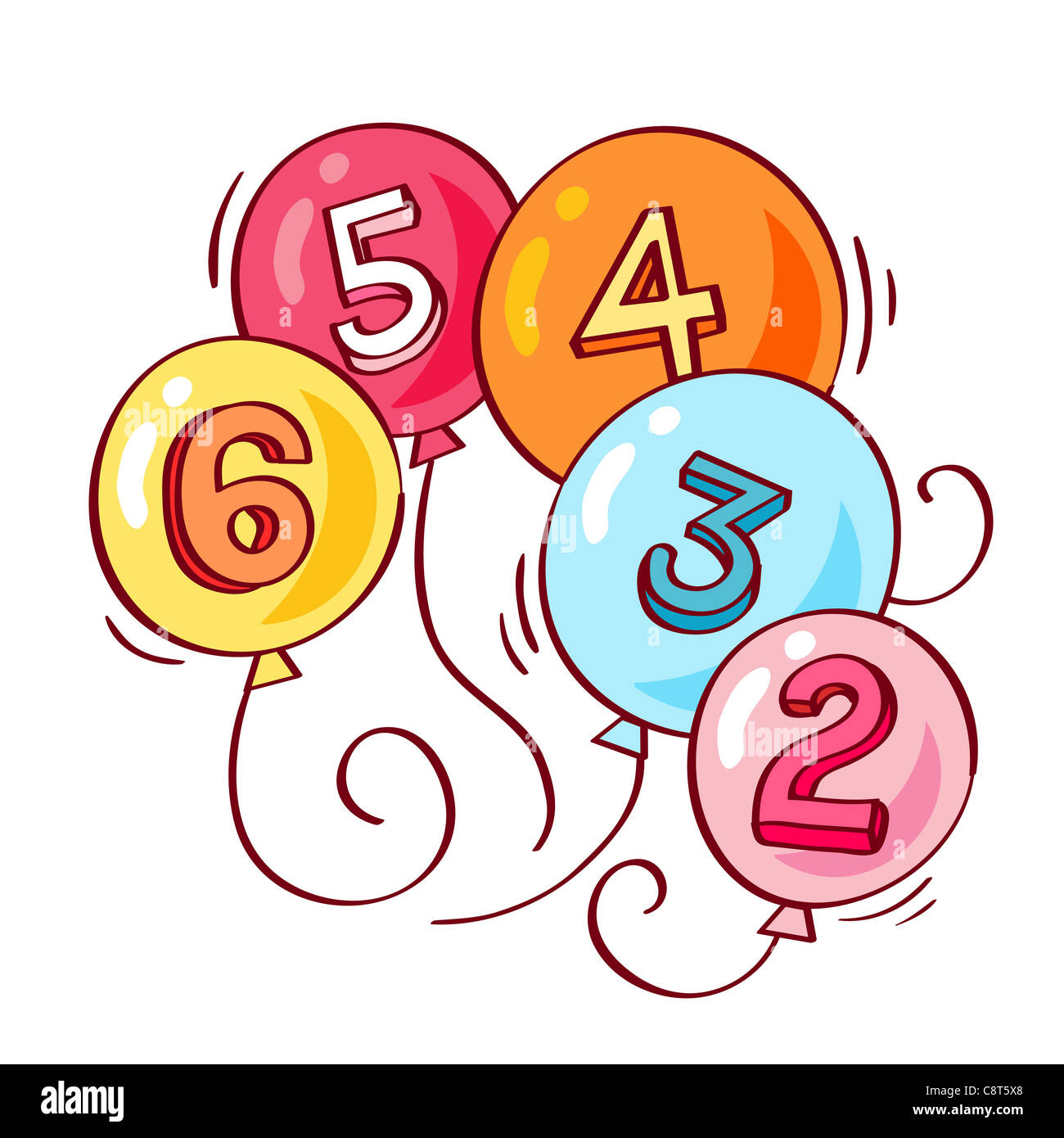 Illustration of numbers on balloons Stock Photo - Alamy