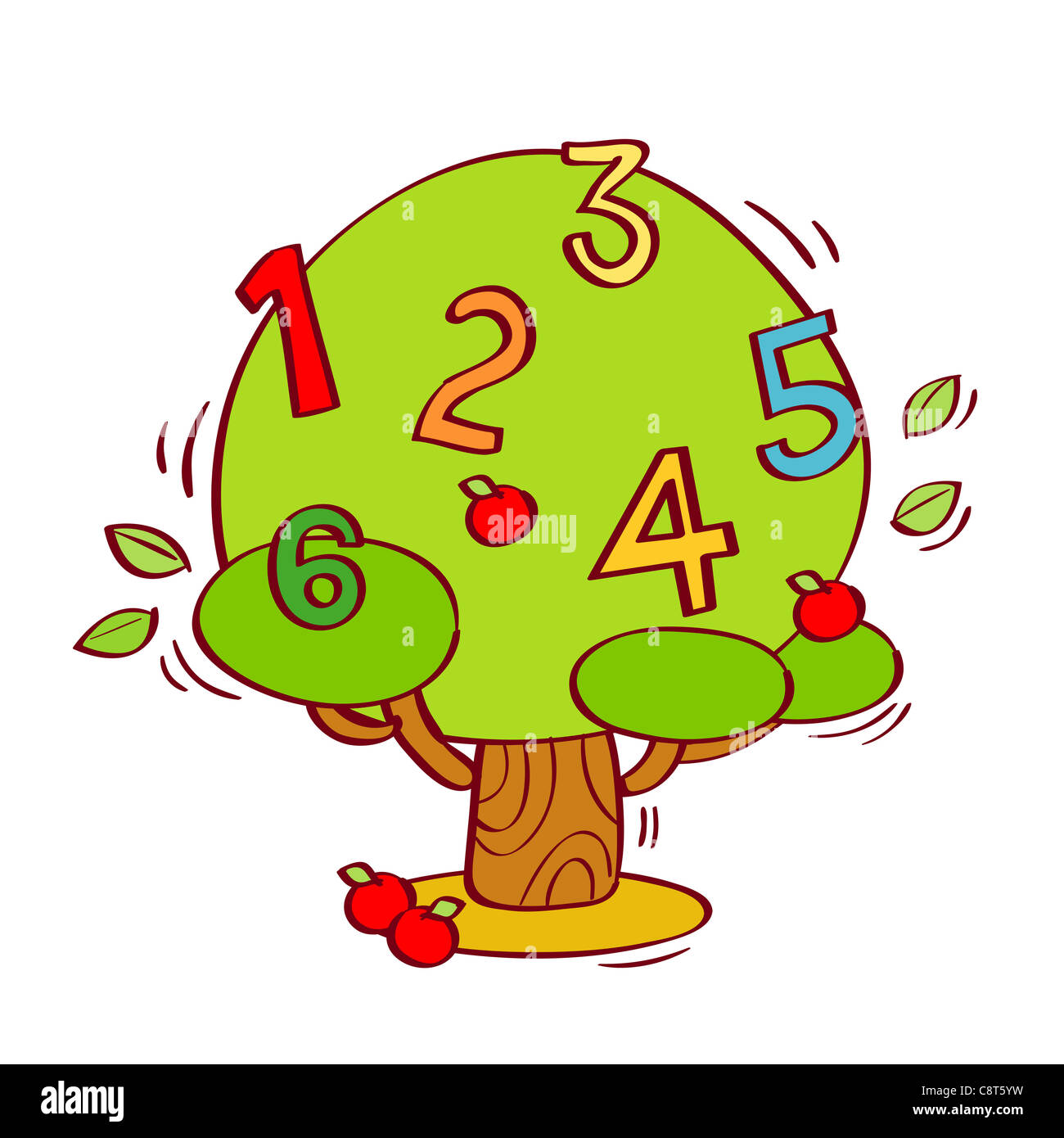 Illustration of numbers on apple tree Stock Photo - Alamy