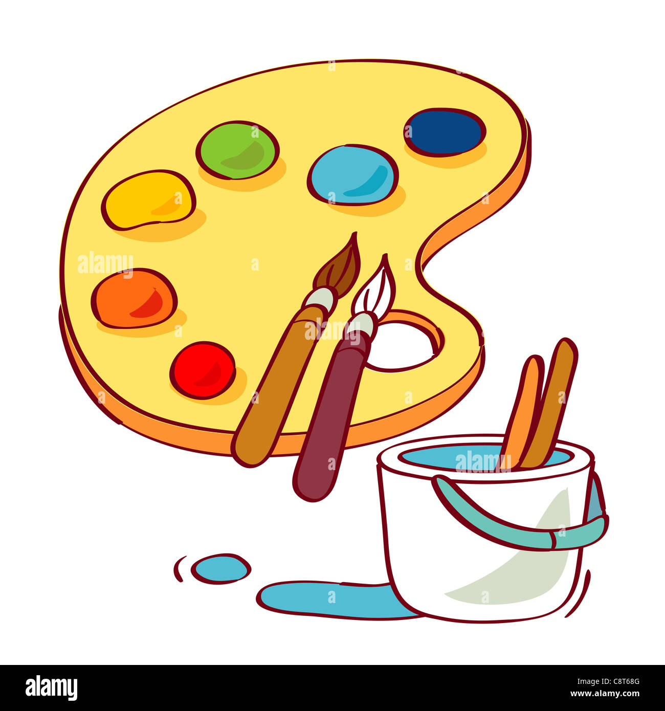 Illustration of painting materials Stock Photo - Alamy