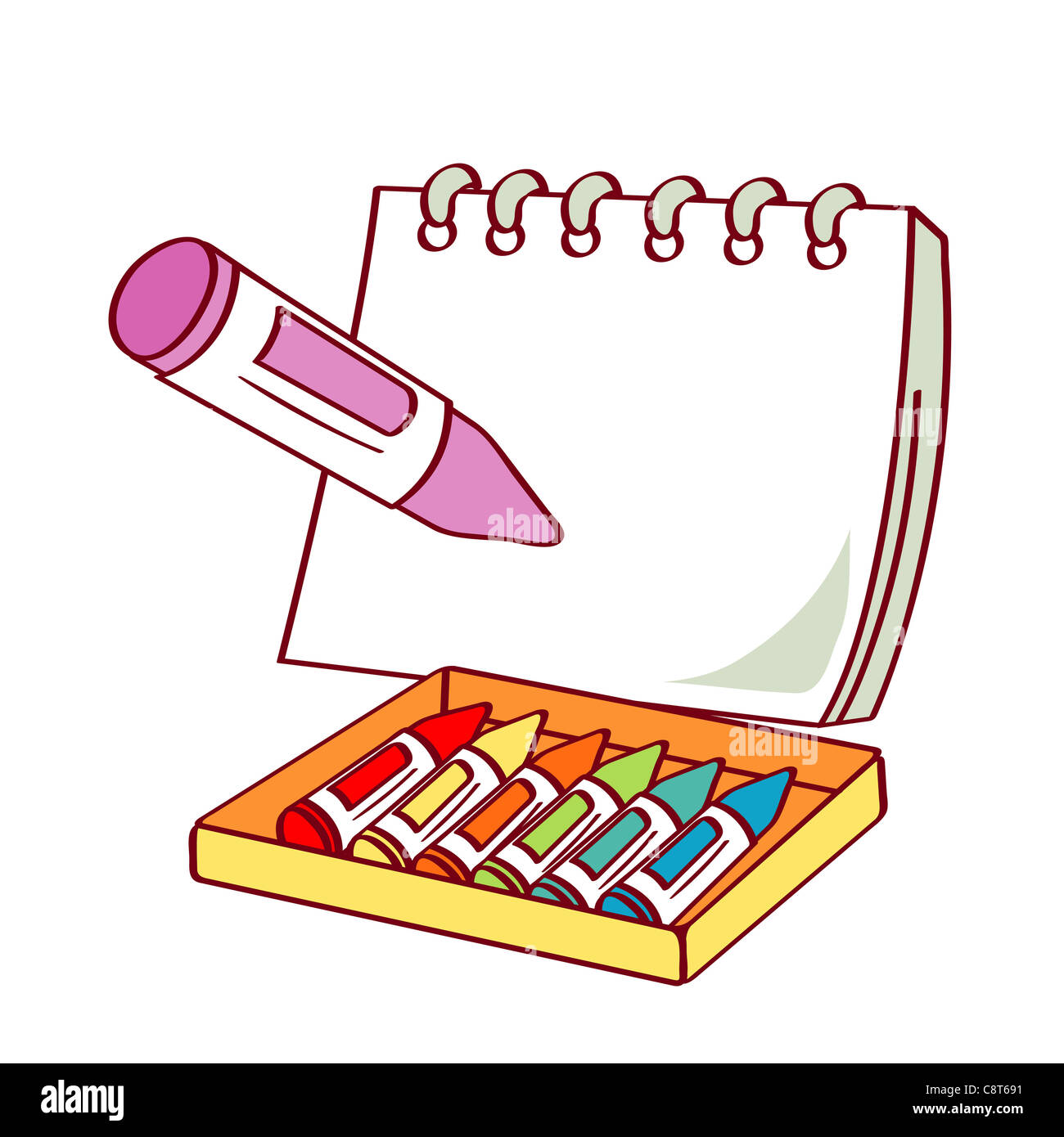 Illustration of box of crayons Stock Photo - Alamy