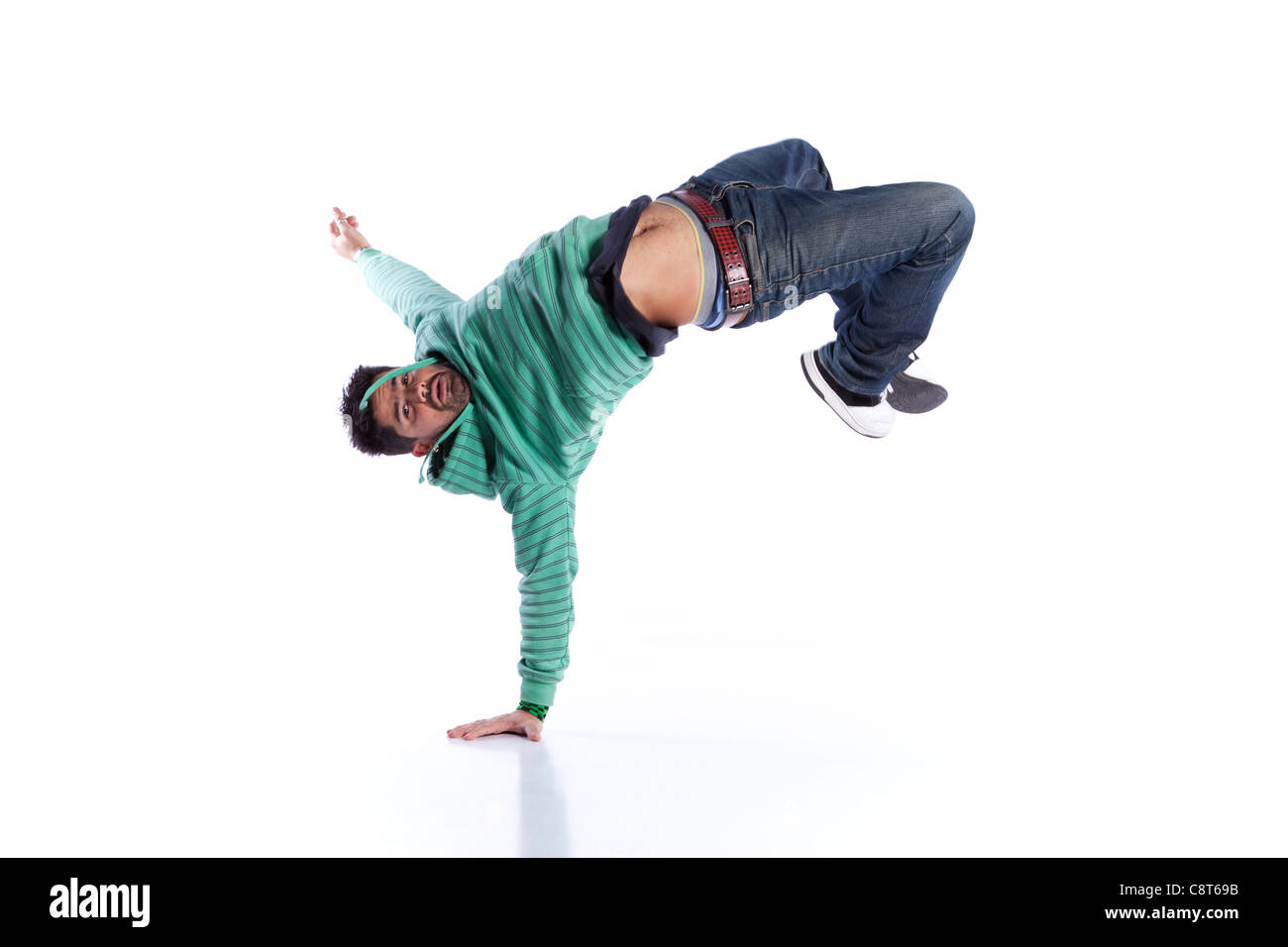 Hip hop dancer showing some movements (isolated on white Stock Photo ...